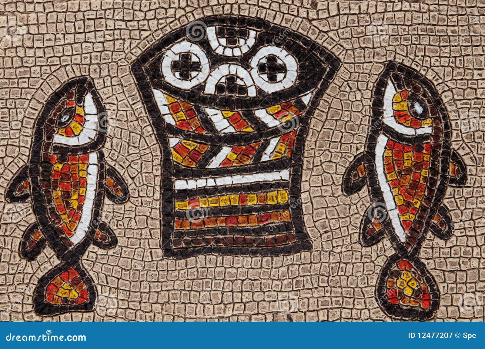 Byzantine Mosaic Fish And Bread