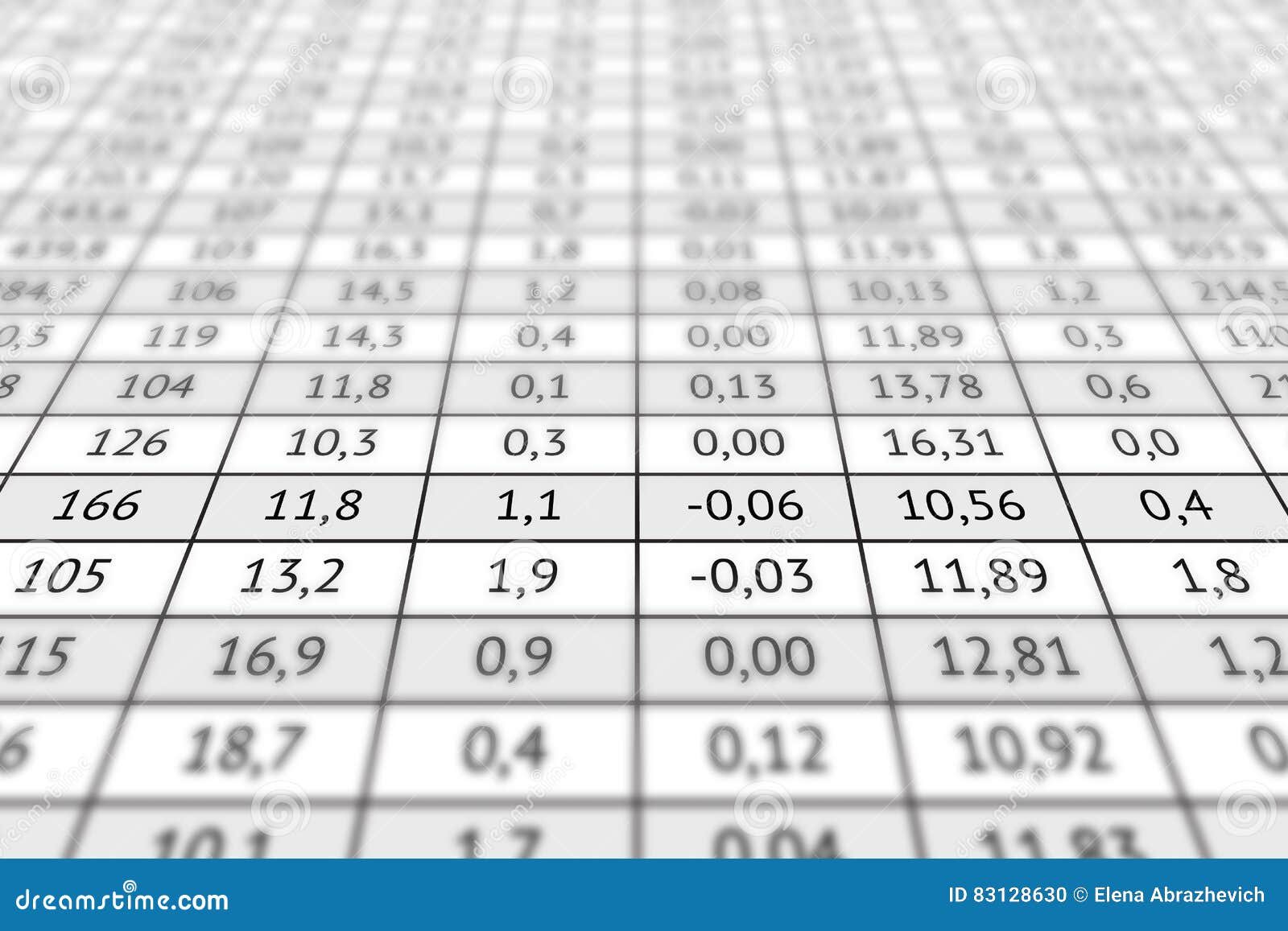 Tabla con datos numéricos foto de archivo. Imagen de cambio - 83128630