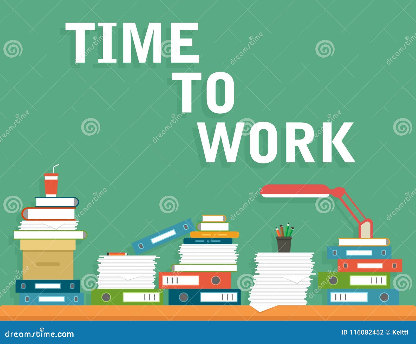 Tabla De La Oficina Con Condiciones De Trabajo Ilustración del Vector ...