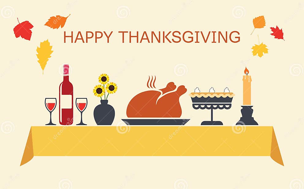 Tabla Del Día De La Acción De Gracias Ilustración Del Vector Ilustración De Alimento Imagen