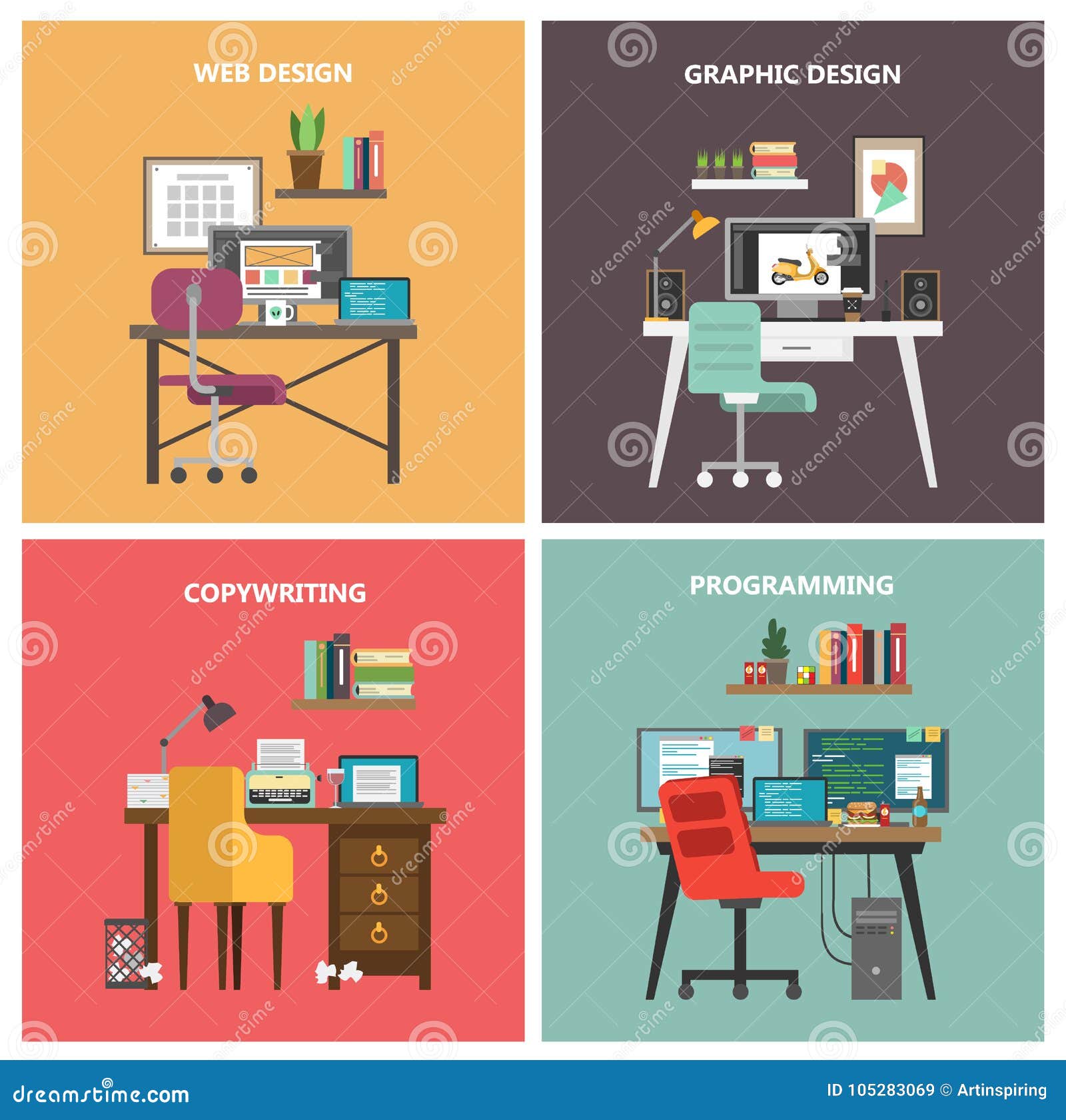 Tablas de trabajo fijadas ilustración del vector. Ilustración de ...