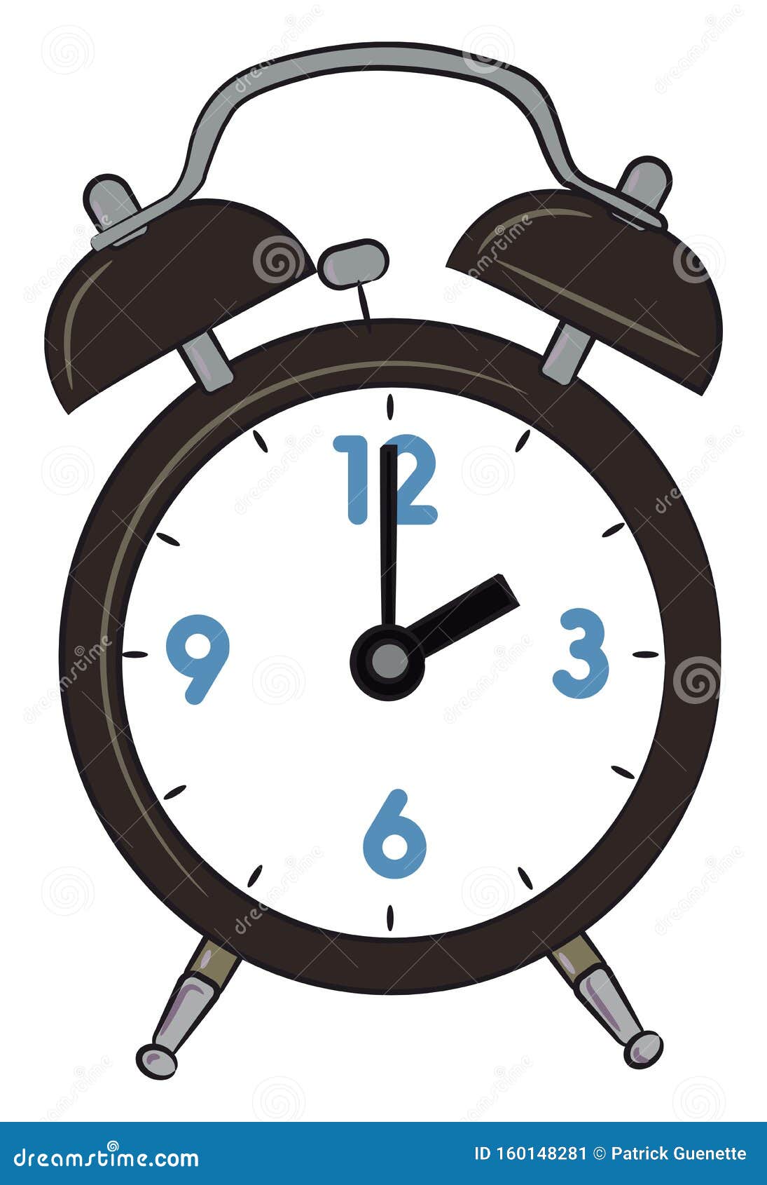 Table Alarm Clock with Time Vector or Color Illustration Stock Vector ...