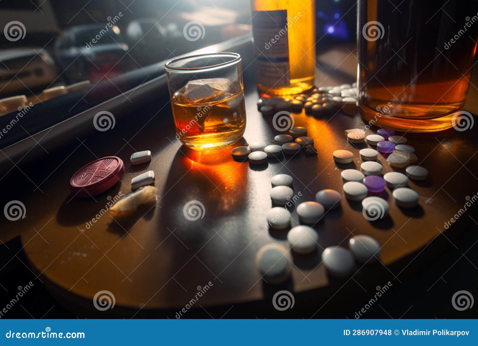Table with Alcohol and Drugs Stock Illustration - Illustration of ...