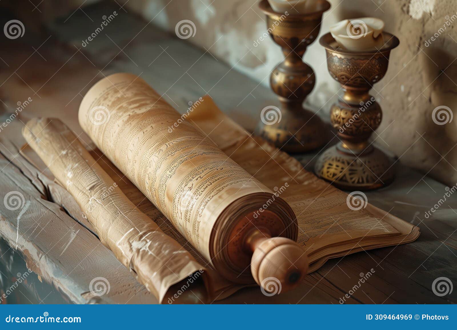 At Table Ancient Manuscript Historical Papyrus Scroll Stock Image ...