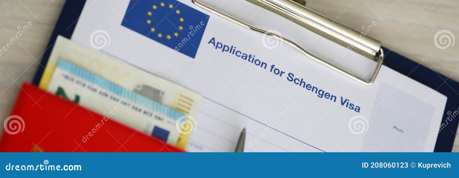 Folder with Documents for Visa and Passport Stock Image - Image of ...