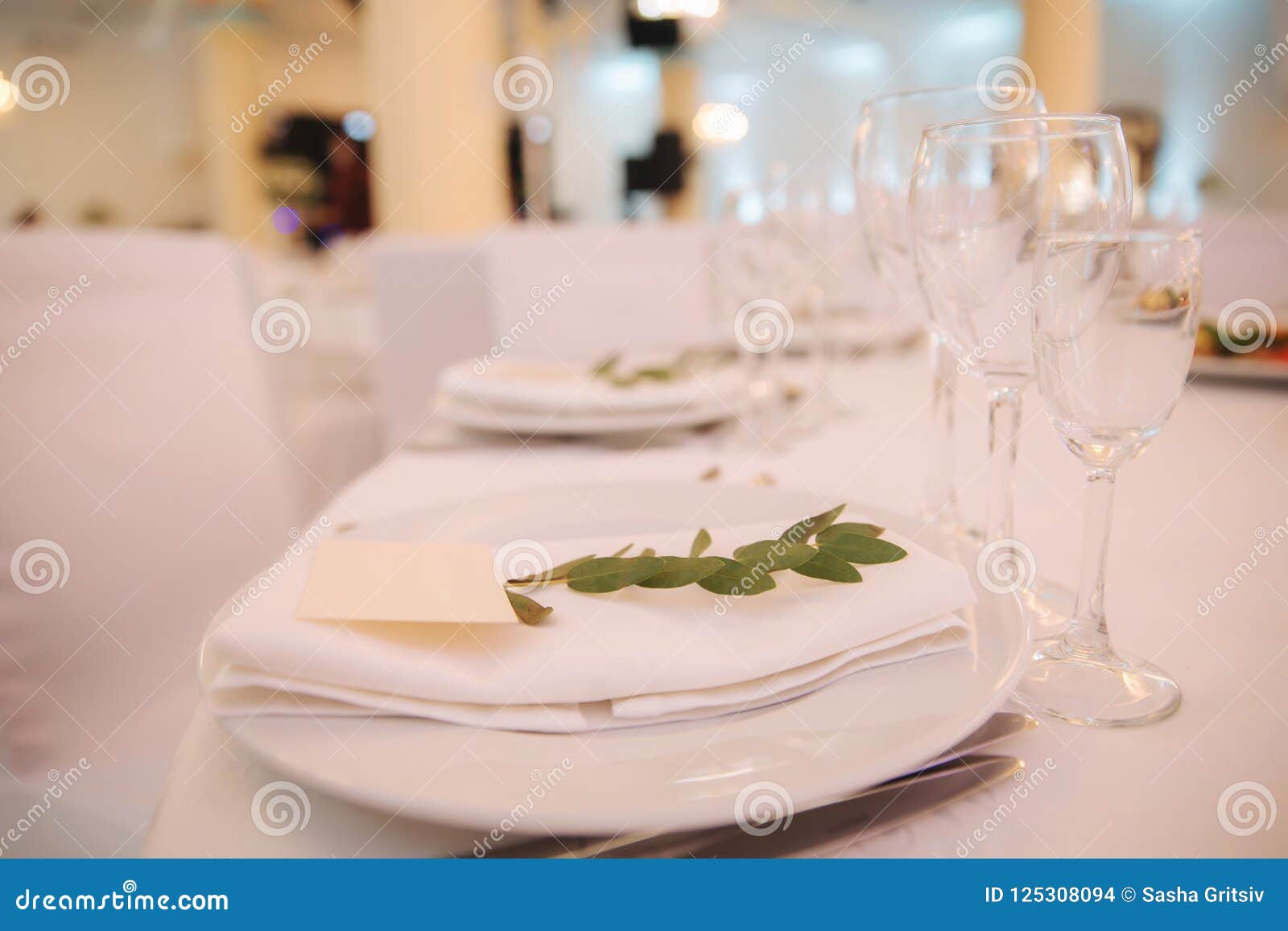Table Appointments in Restaurant. Wedding Decoration with Floral ...