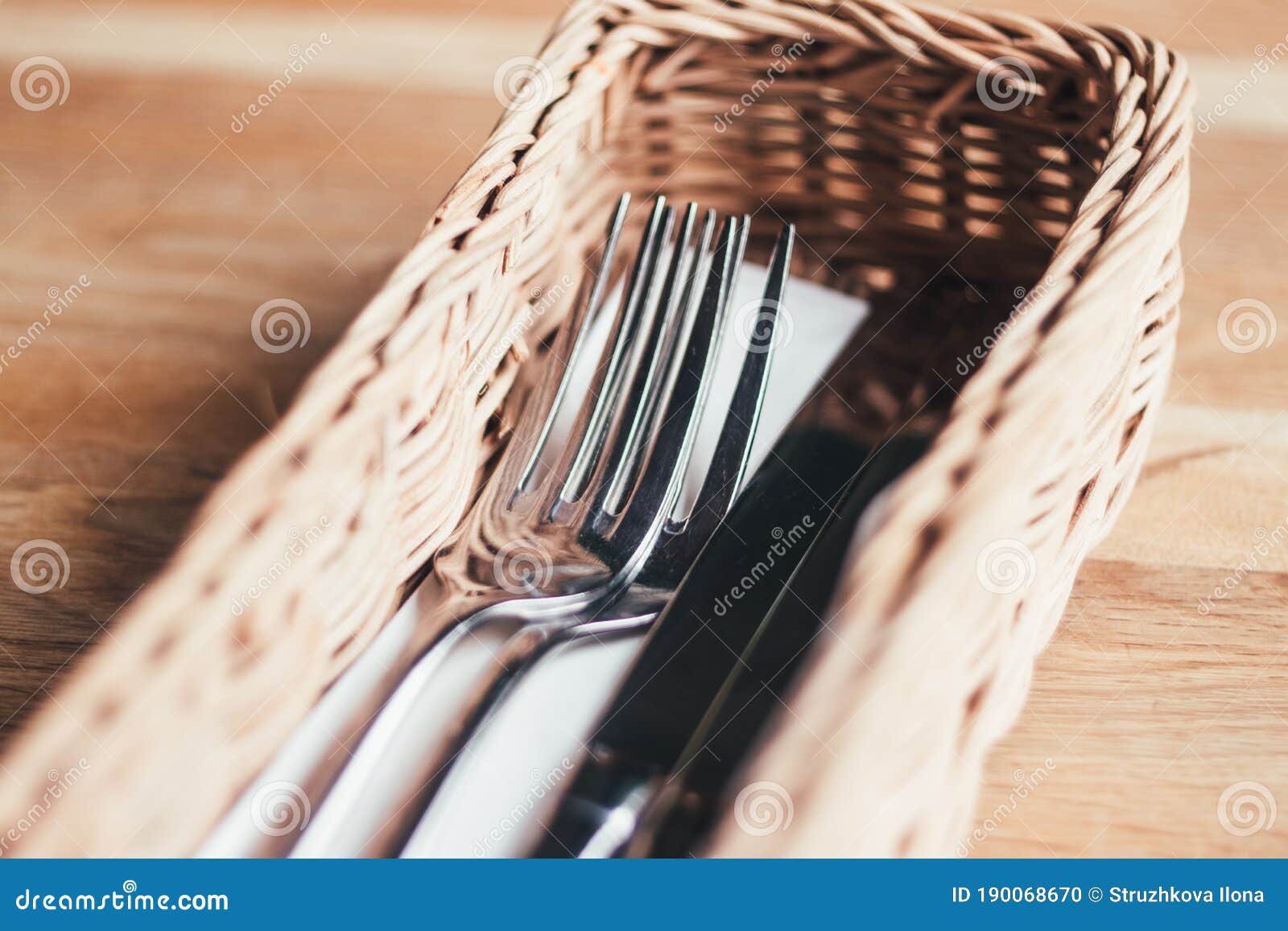 Table Appointments on the Table. Knife, Fork, Napkin, Cafe, Table ...