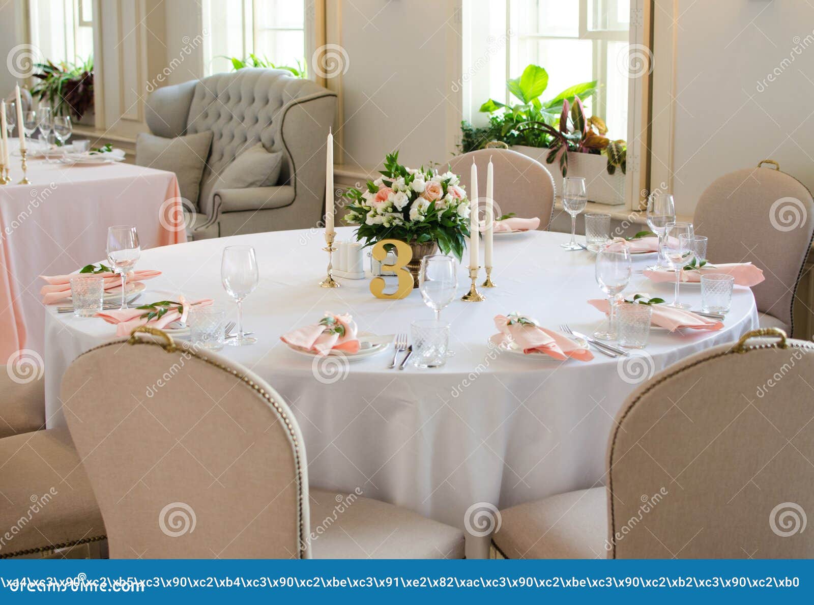 Table Appointments for Wedding in Restaurant Stock Image - Image of ...