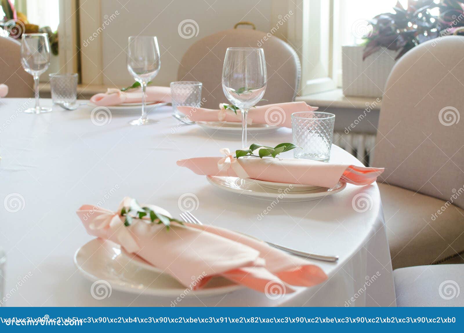 Table Appointments for Wedding in Restaurant Stock Photo - Image of ...