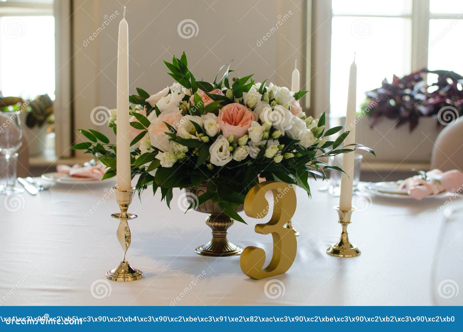 Table Appointments for Wedding in Restaurant Stock Photo - Image of ...