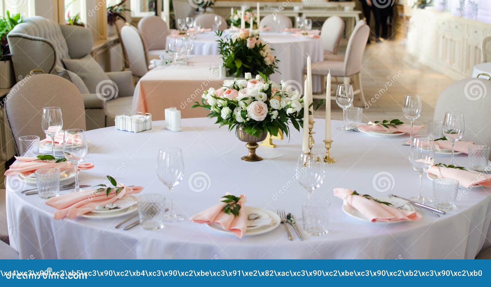 Table Appointments for Wedding in Restaurant Stock Photo - Image of ...