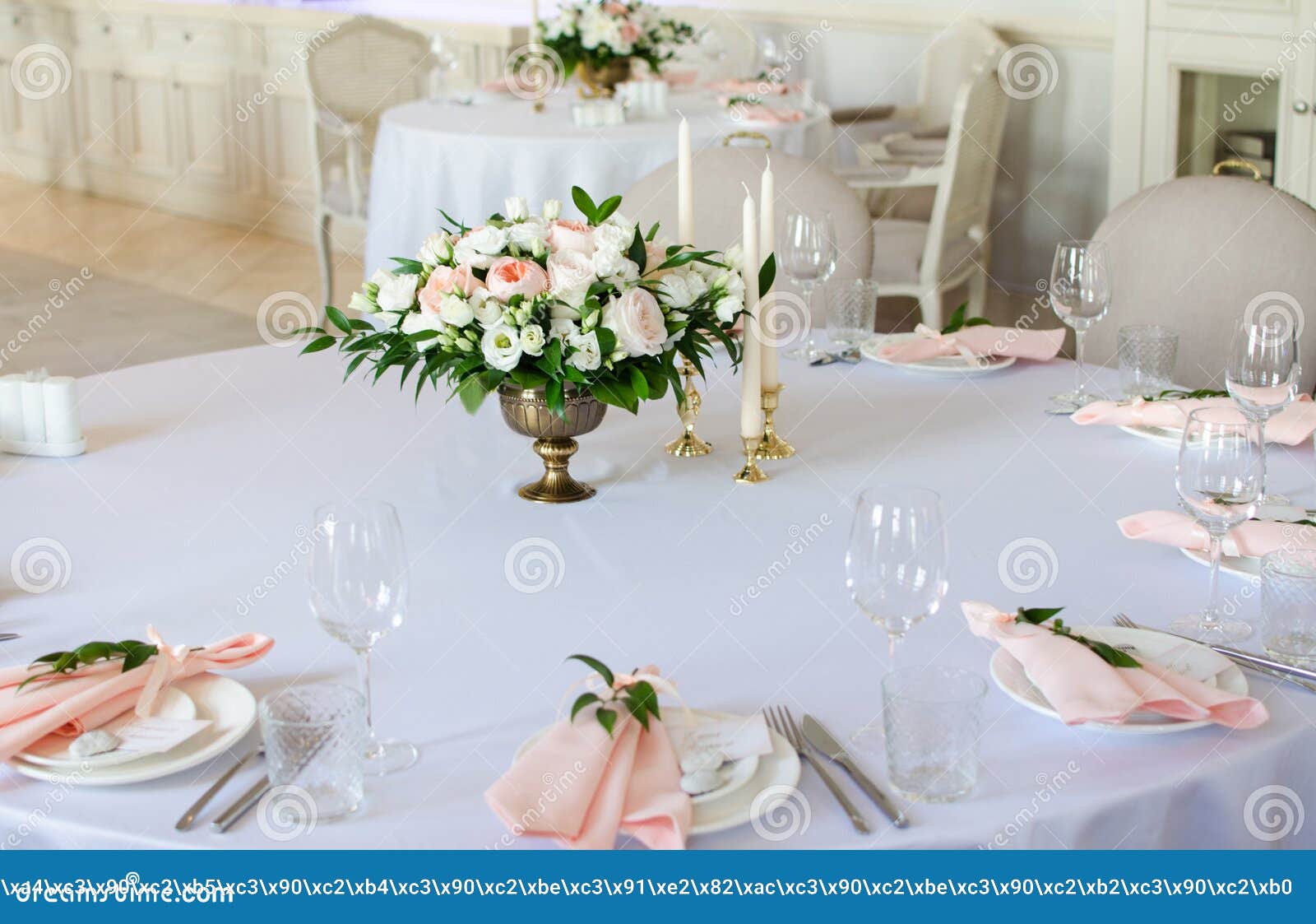 Table Appointments for Wedding in Restaurant Stock Photo - Image of ...