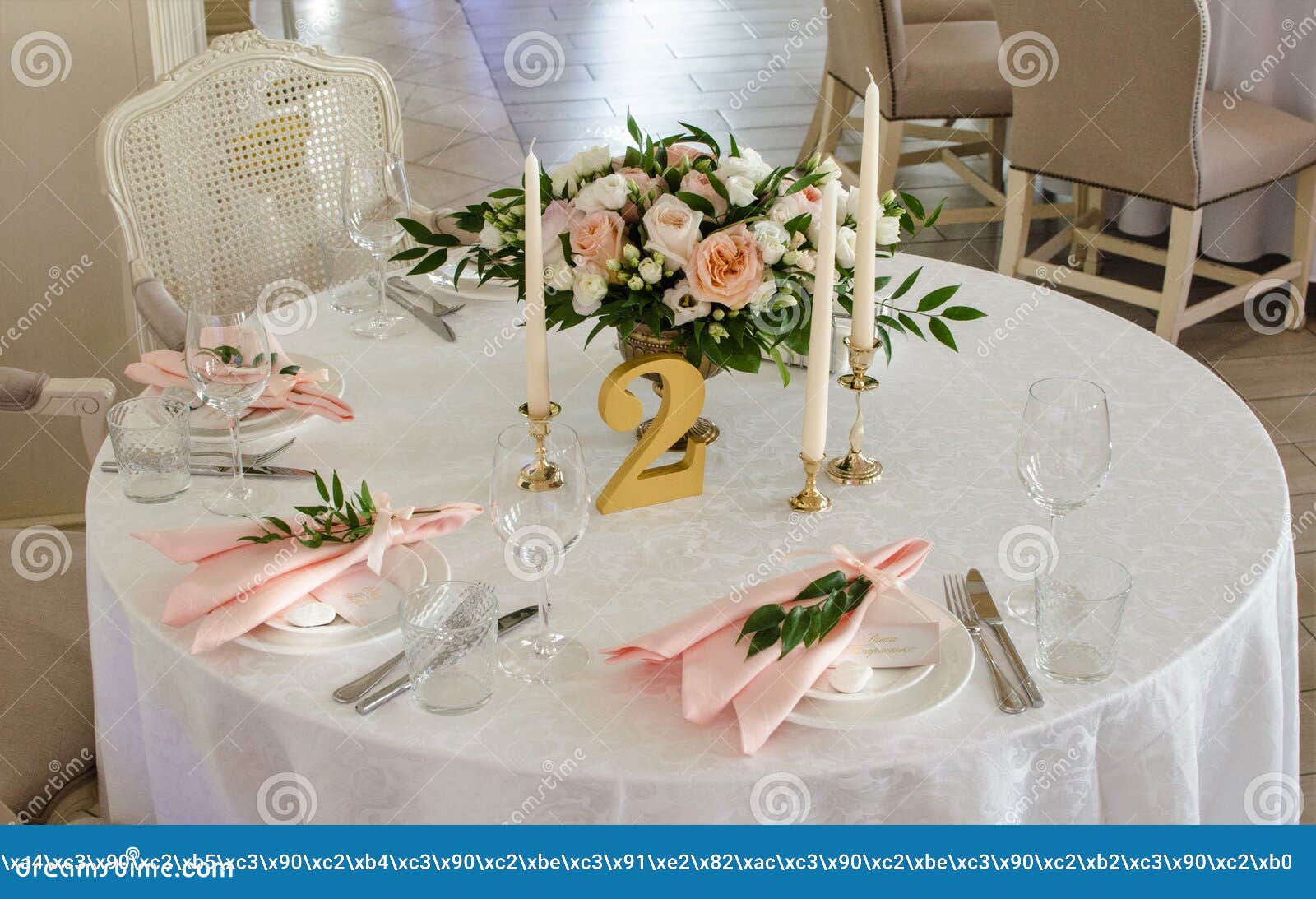 Table Appointments for Wedding in Restaurant Stock Photo - Image of ...