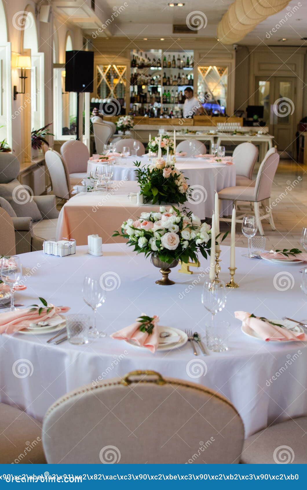 Table Appointments for Wedding in Restaurant Stock Photo - Image of ...