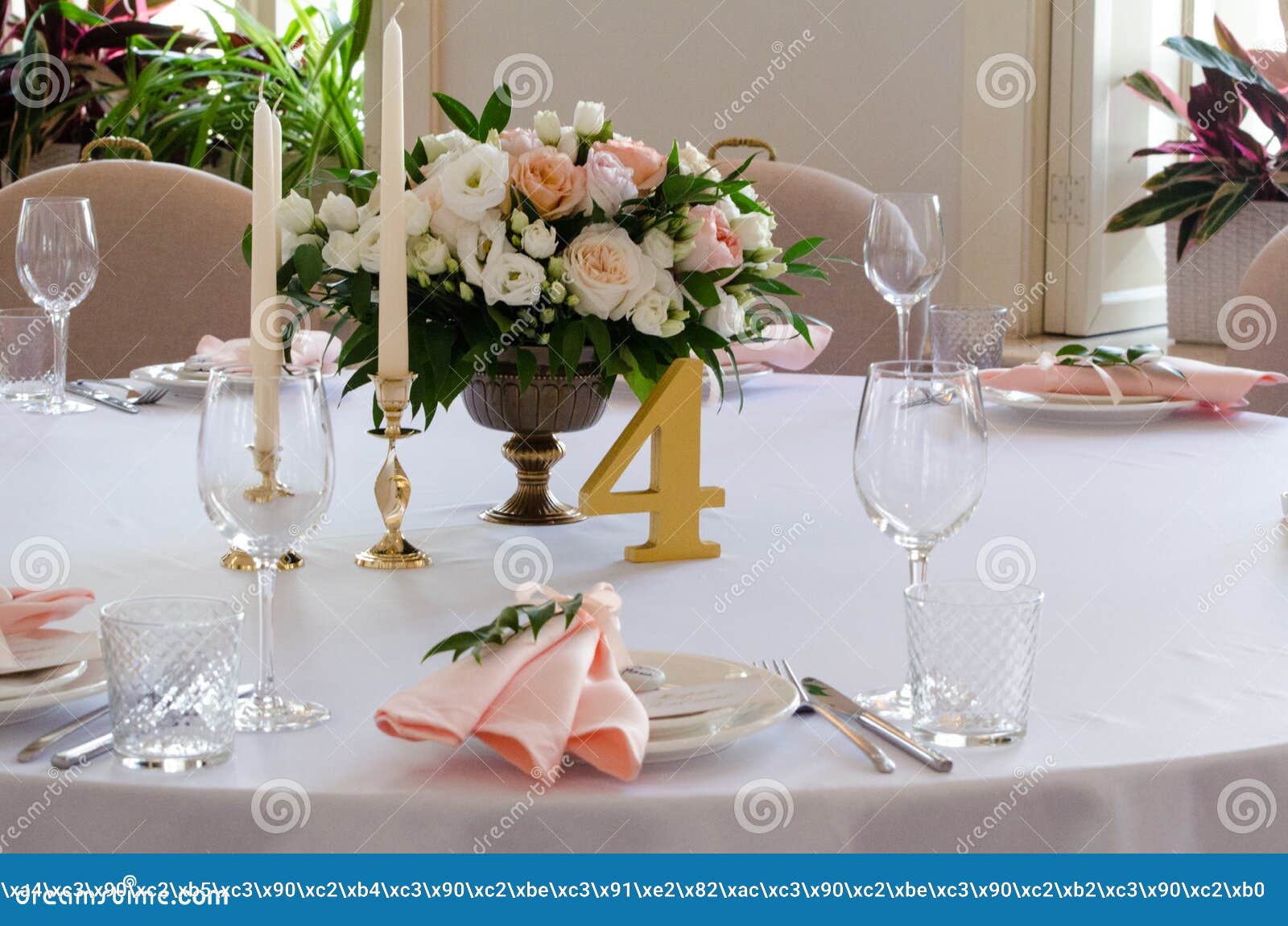 Table Appointments for Wedding in Restaurant Stock Photo - Image of ...