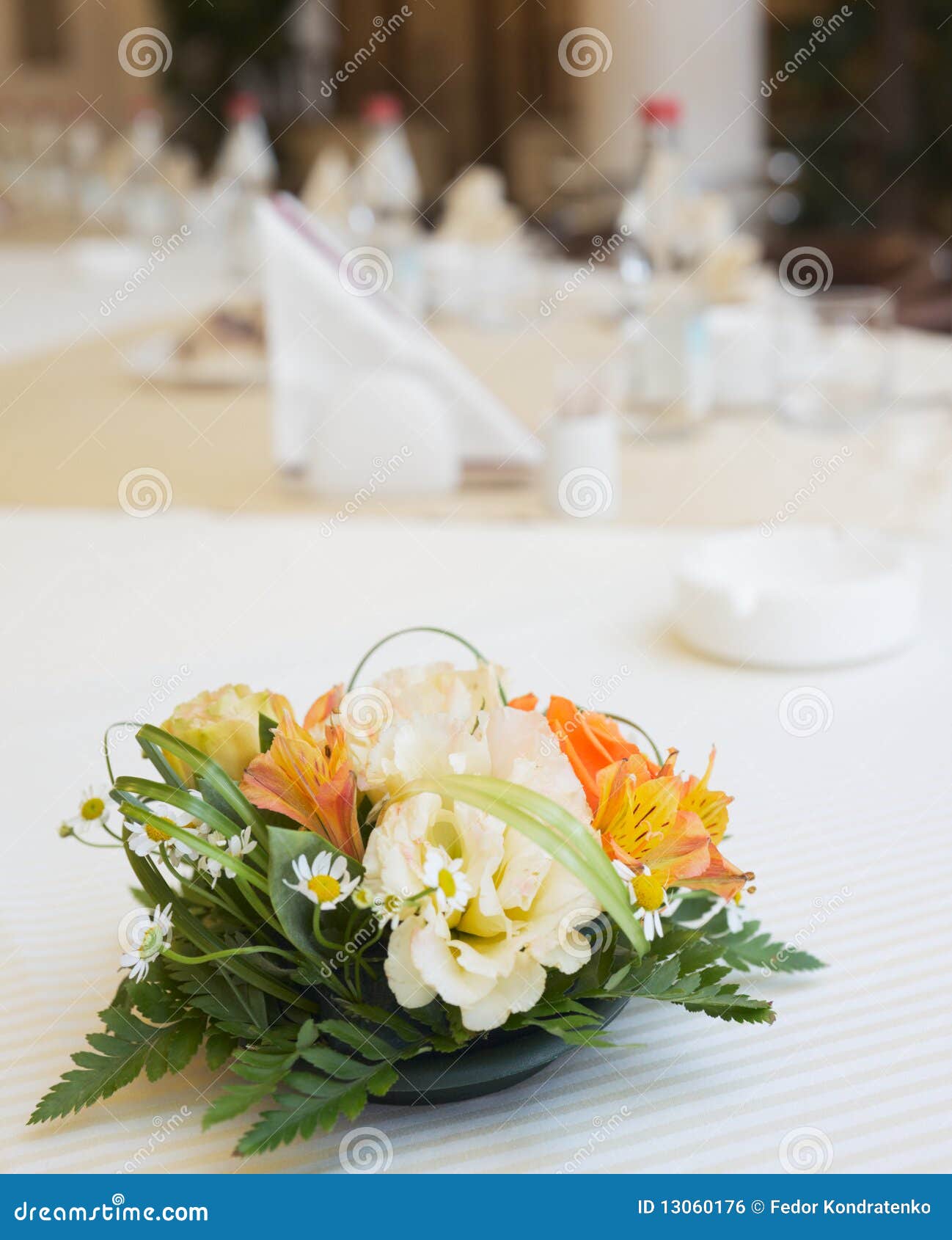 Table Arrangement with Flowers Stock Photo - Image of decoration ...