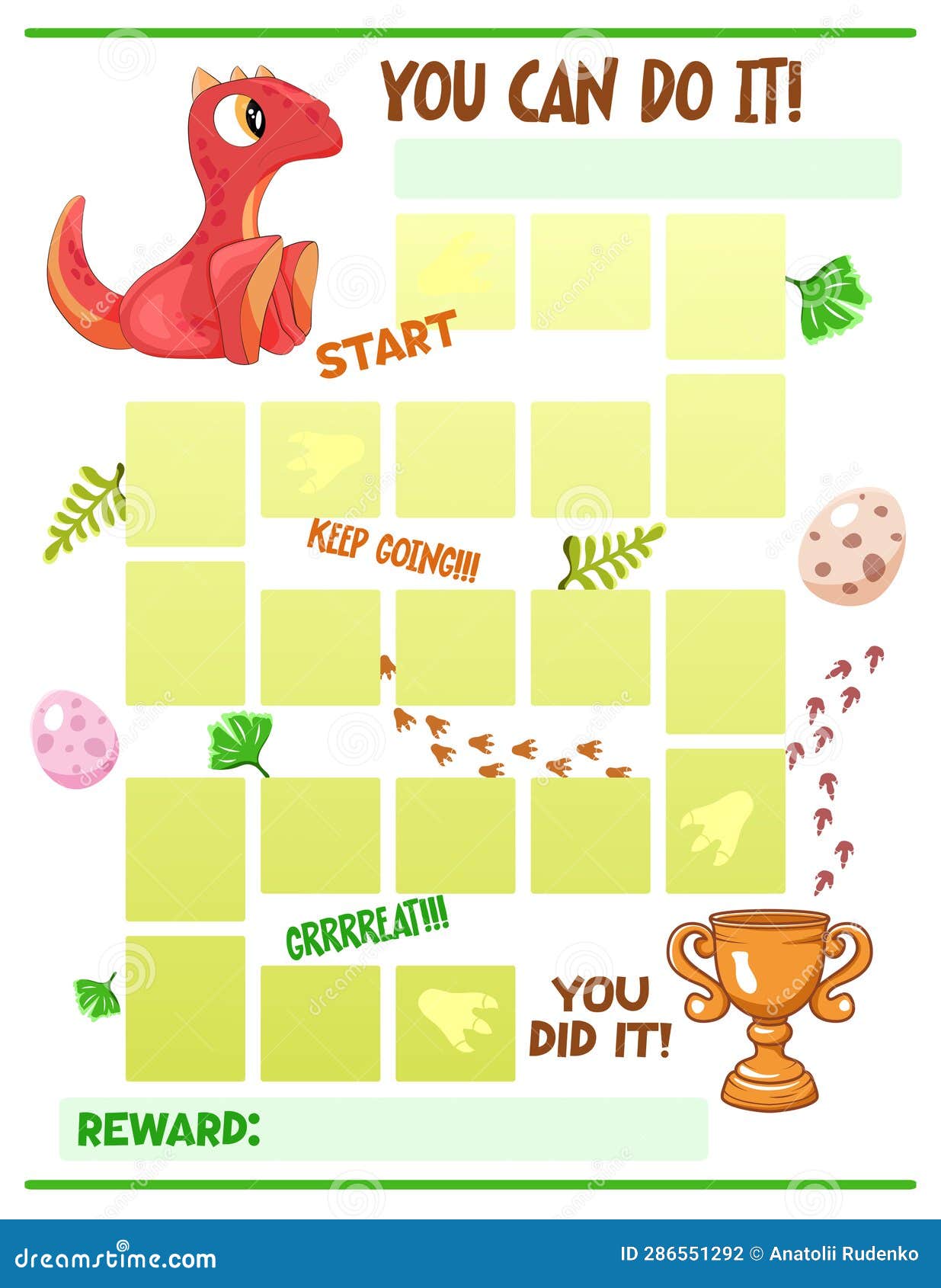 Table of Awards for Boys. Cute Dinosaur. Stock Illustration ...