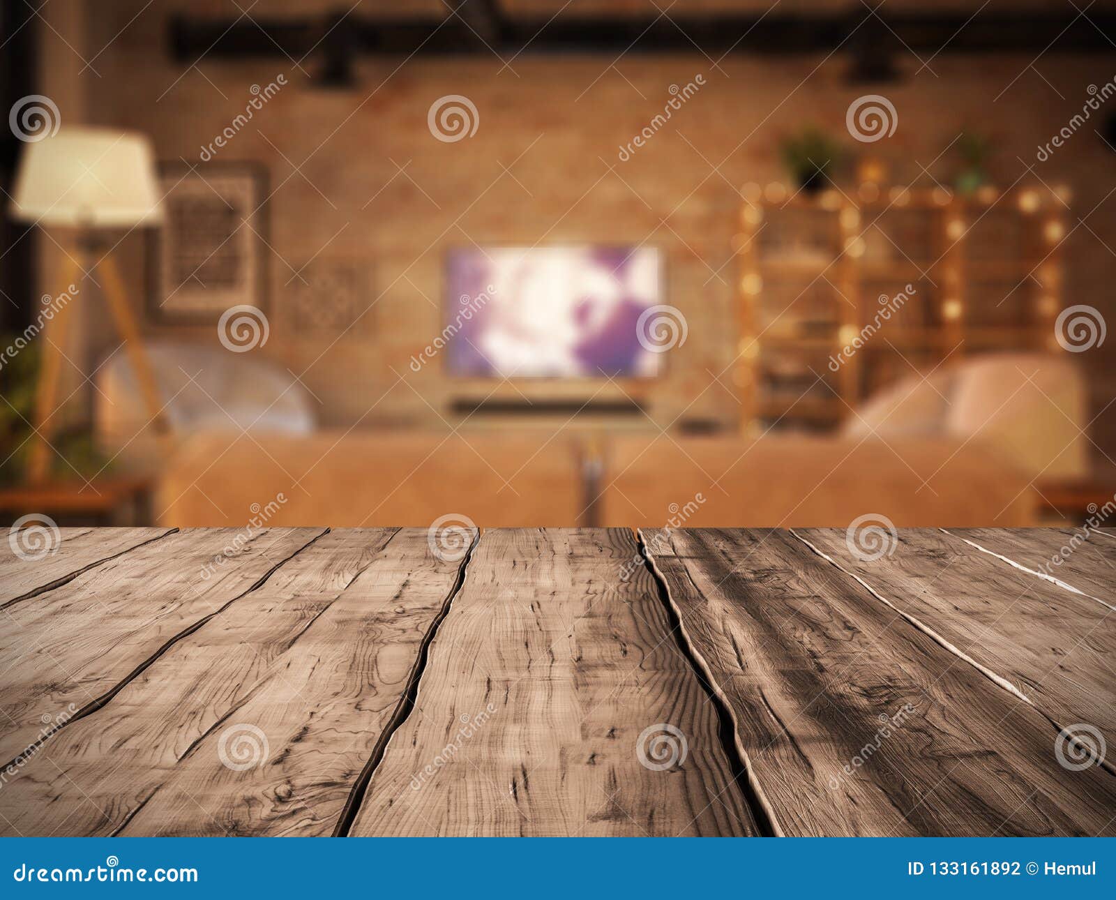 Table Background Interior Of Modern Living Room 3D Rendering Stock ...