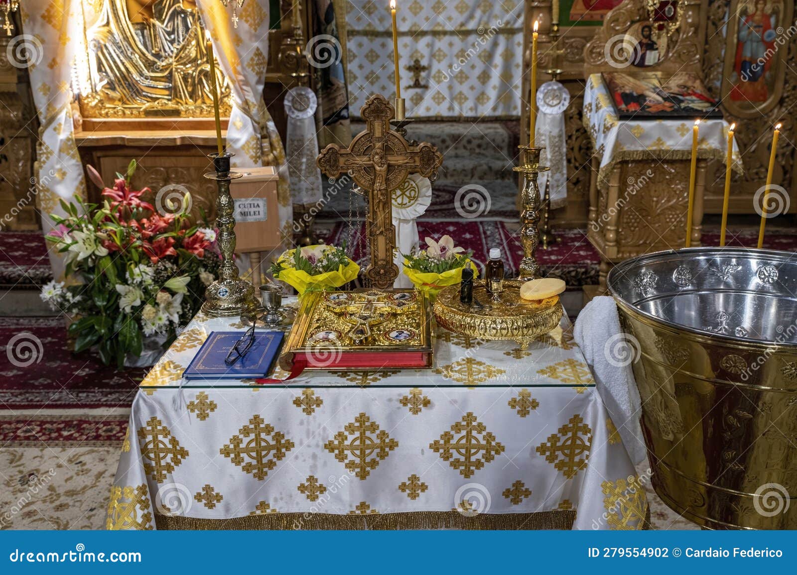 A Table with Items for an Orthodox Baptism Editorial Photography ...