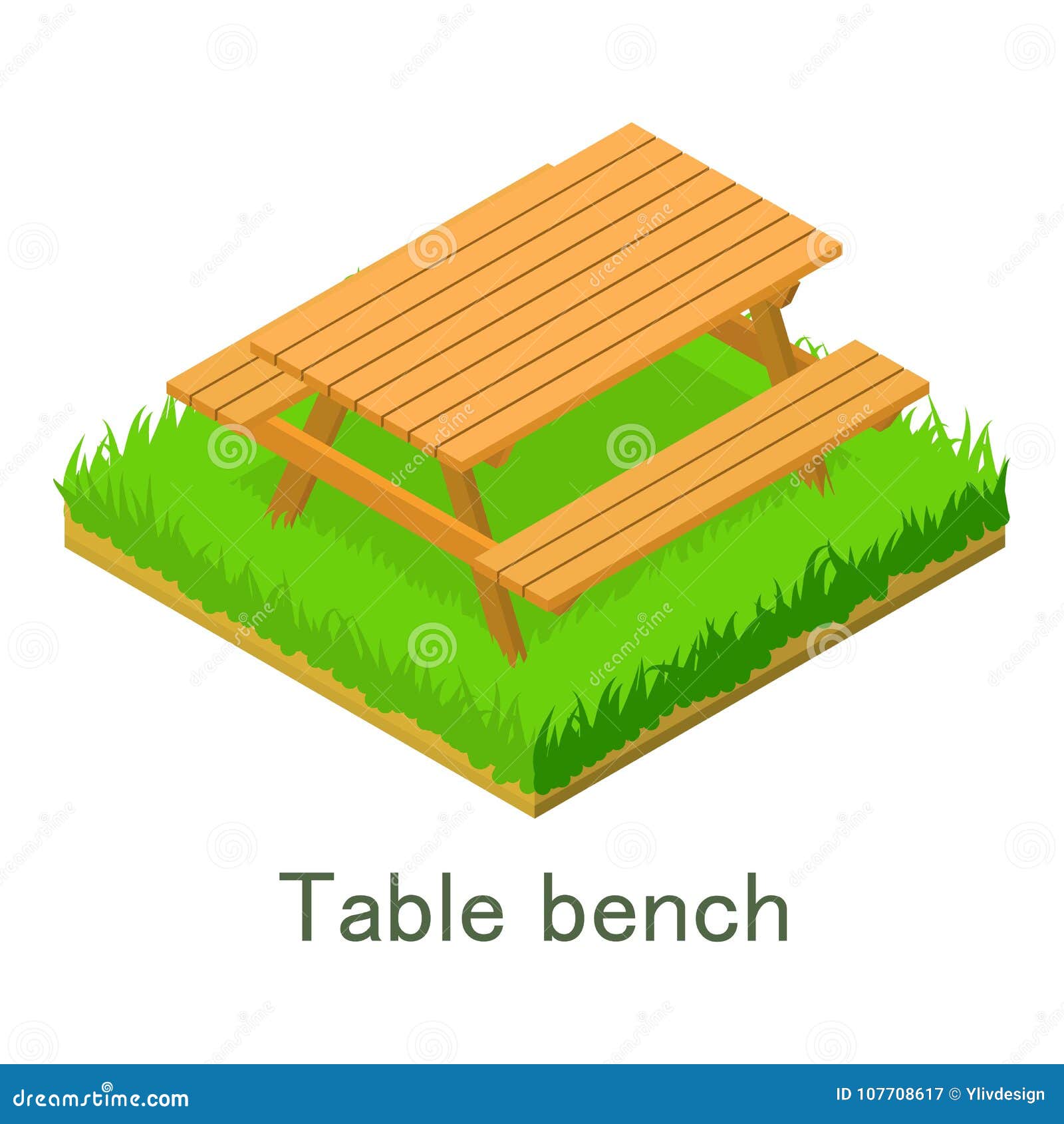 Table Bench Icon, Isometric Style. Stock Vector - Illustration of grass ...