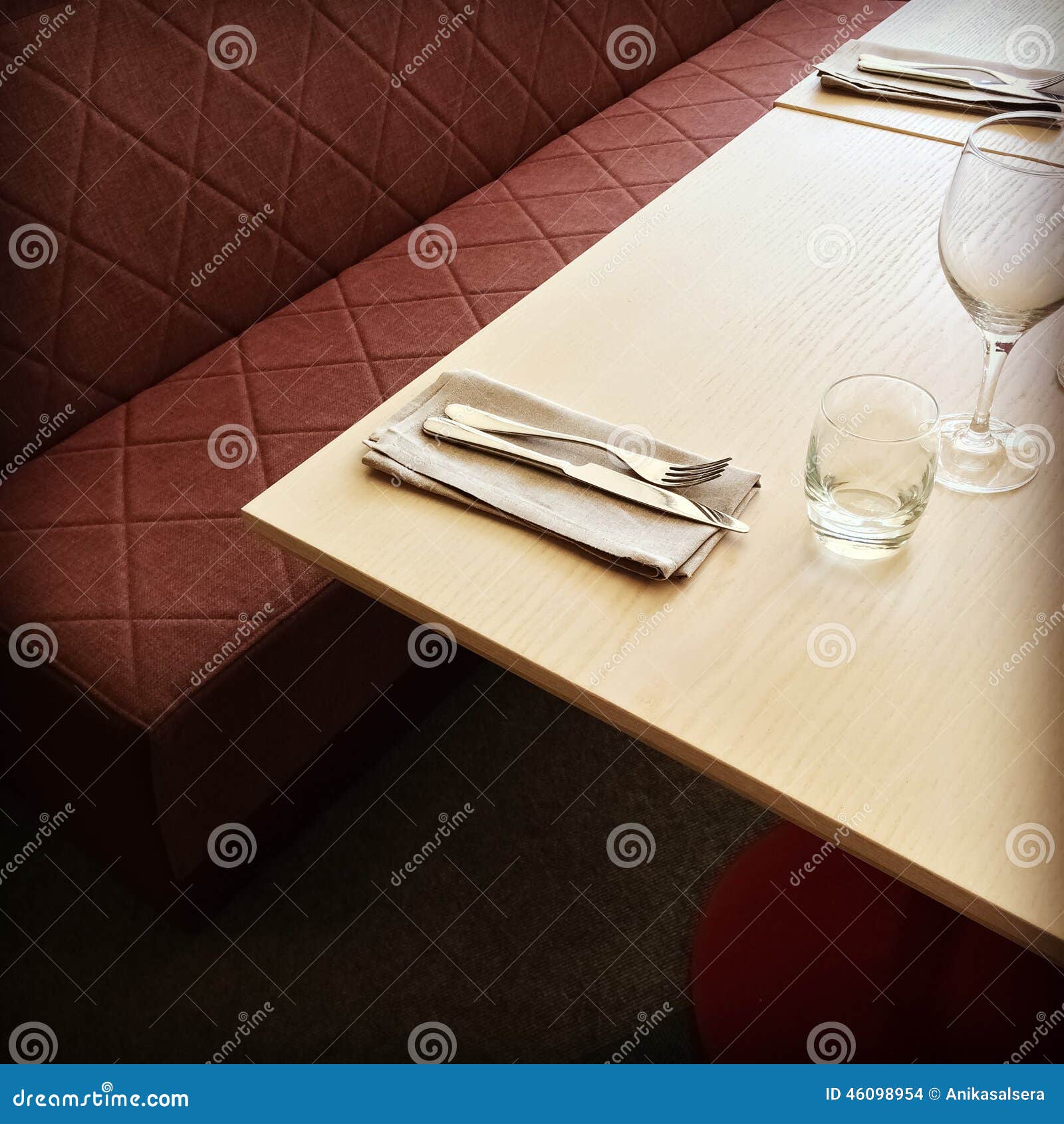 Table and Bench in a Restaurant Stock Photo - Image of colour, close ...
