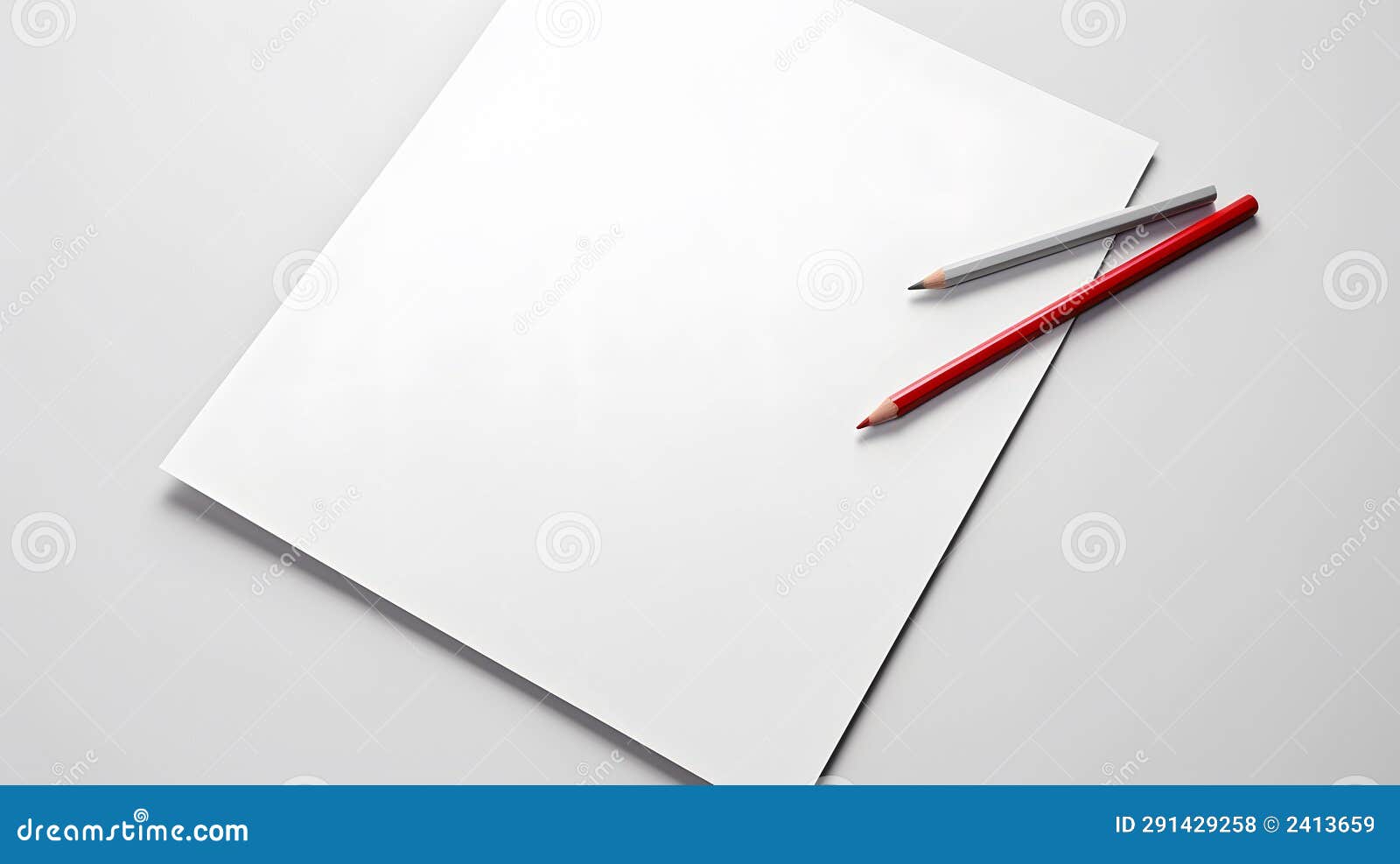 A Table with Blank Sheets and Drawing Supplies. AI Generate Stock ...
