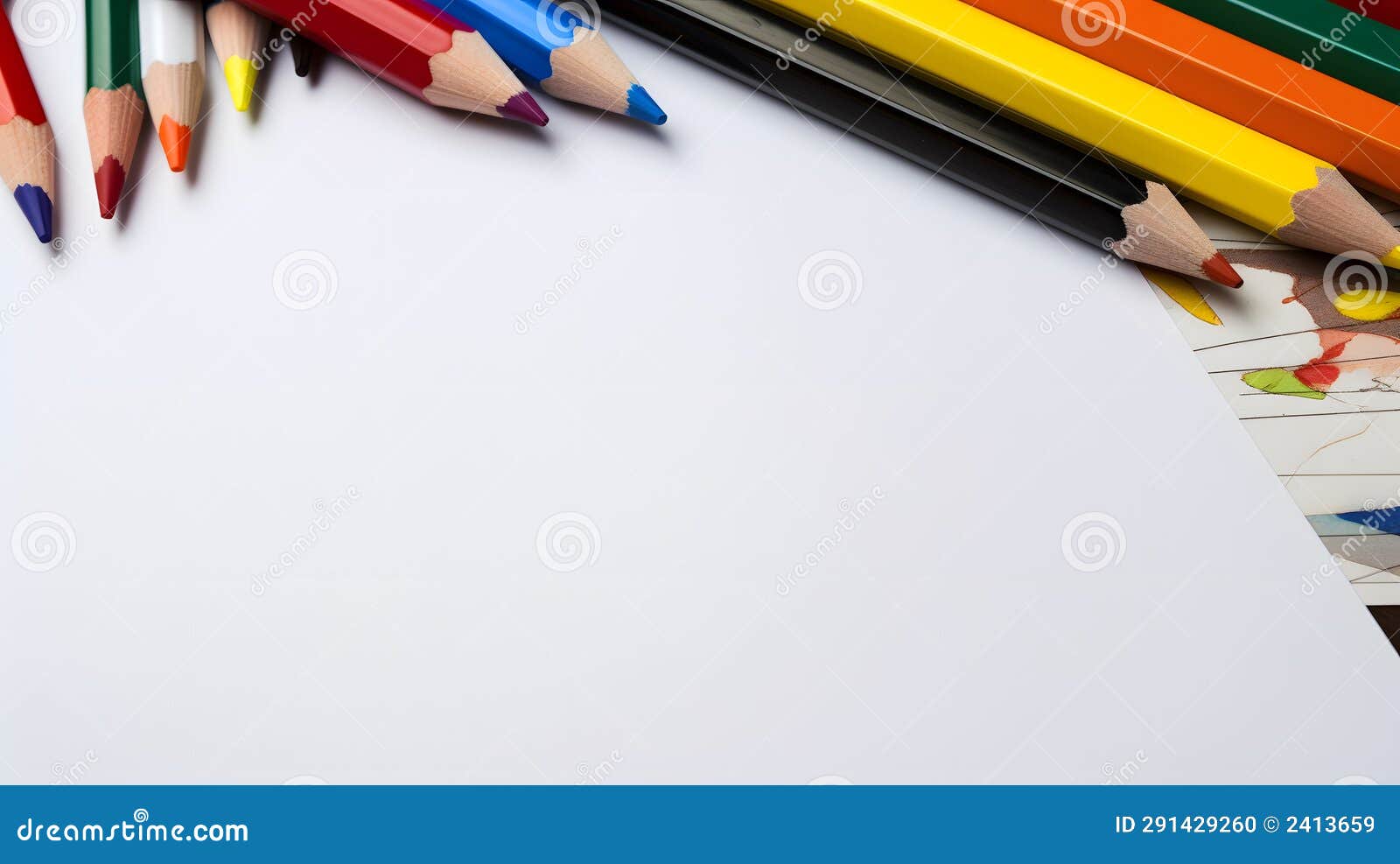 A Table with Blank Sheets and Drawing Supplies. AI Generate Stock ...