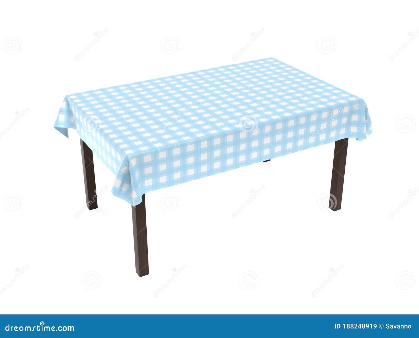 Table with blue tablecloth stock illustration. Illustration of ...