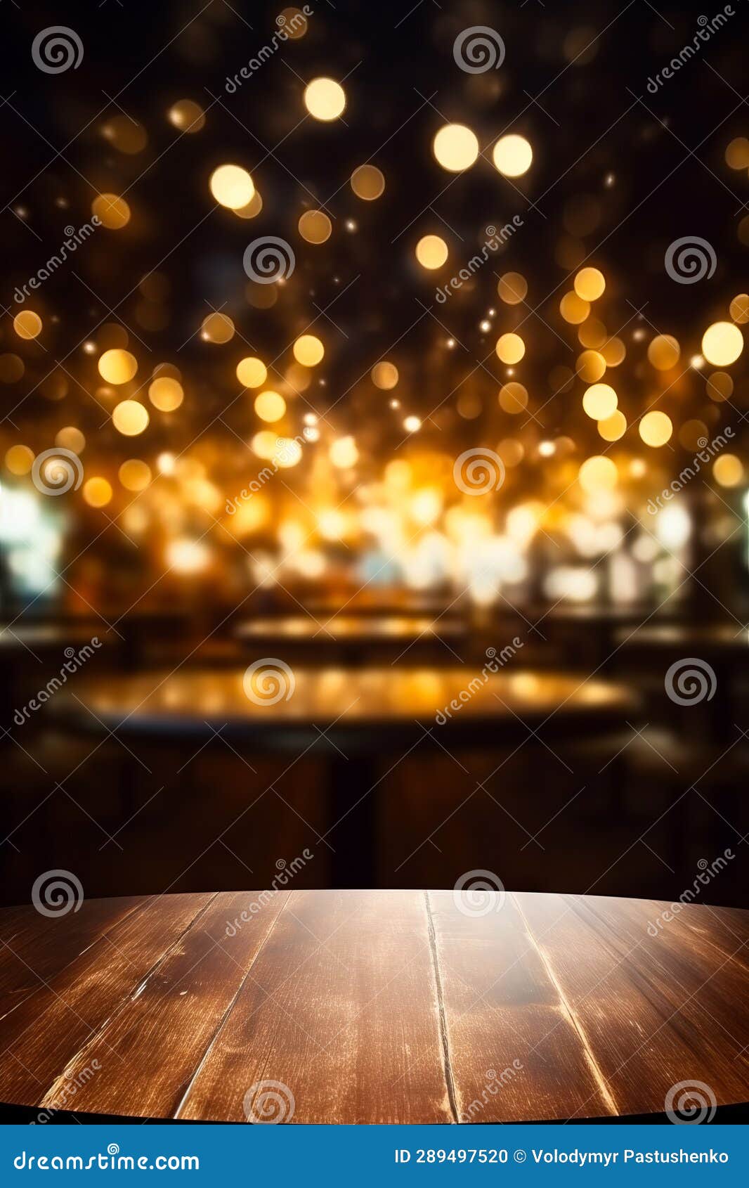 Table with Blurry Background of Lights in the Background. Generative AI ...