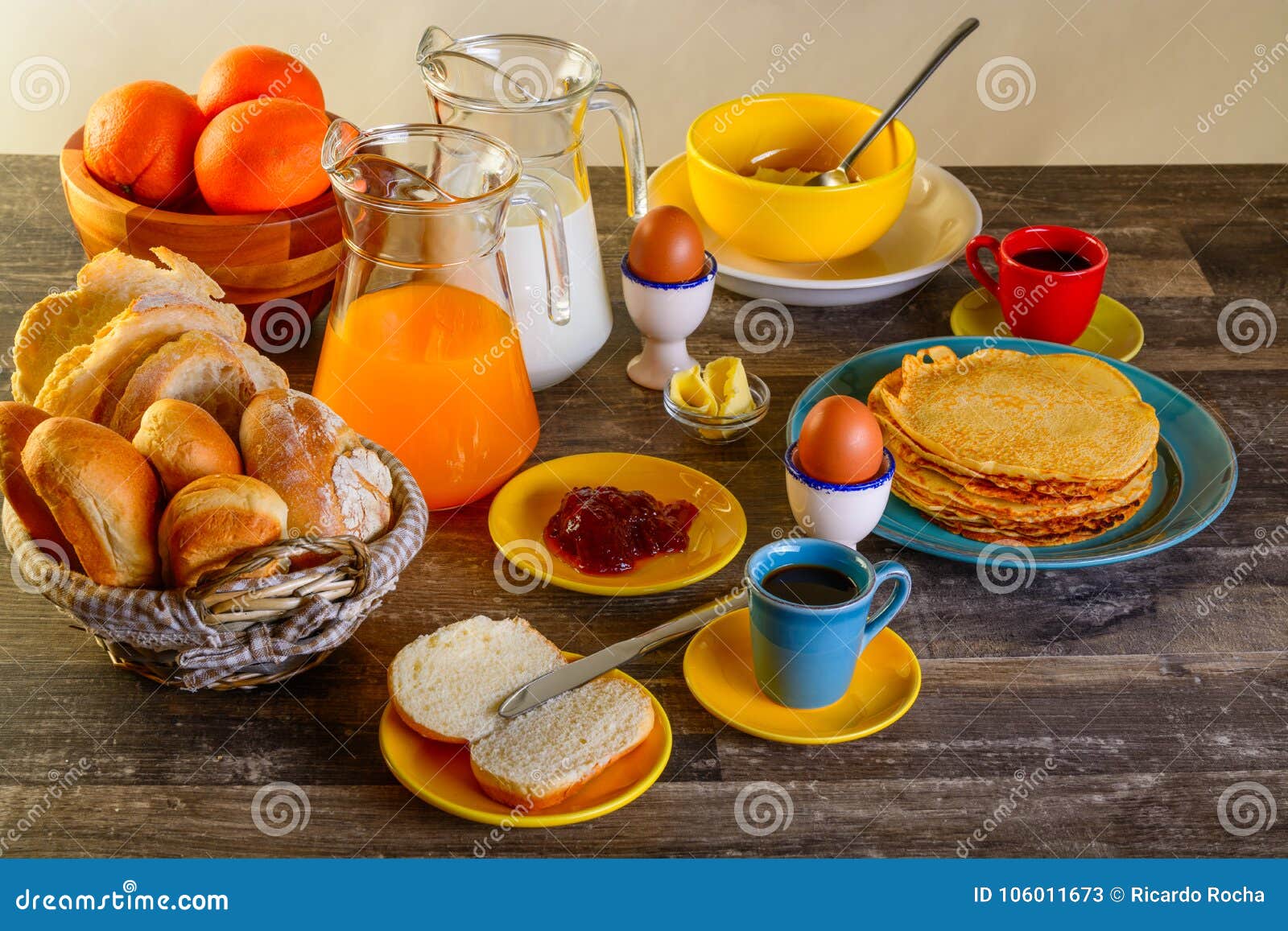Breakfast table full set stock image. Image of eggs - 106011673