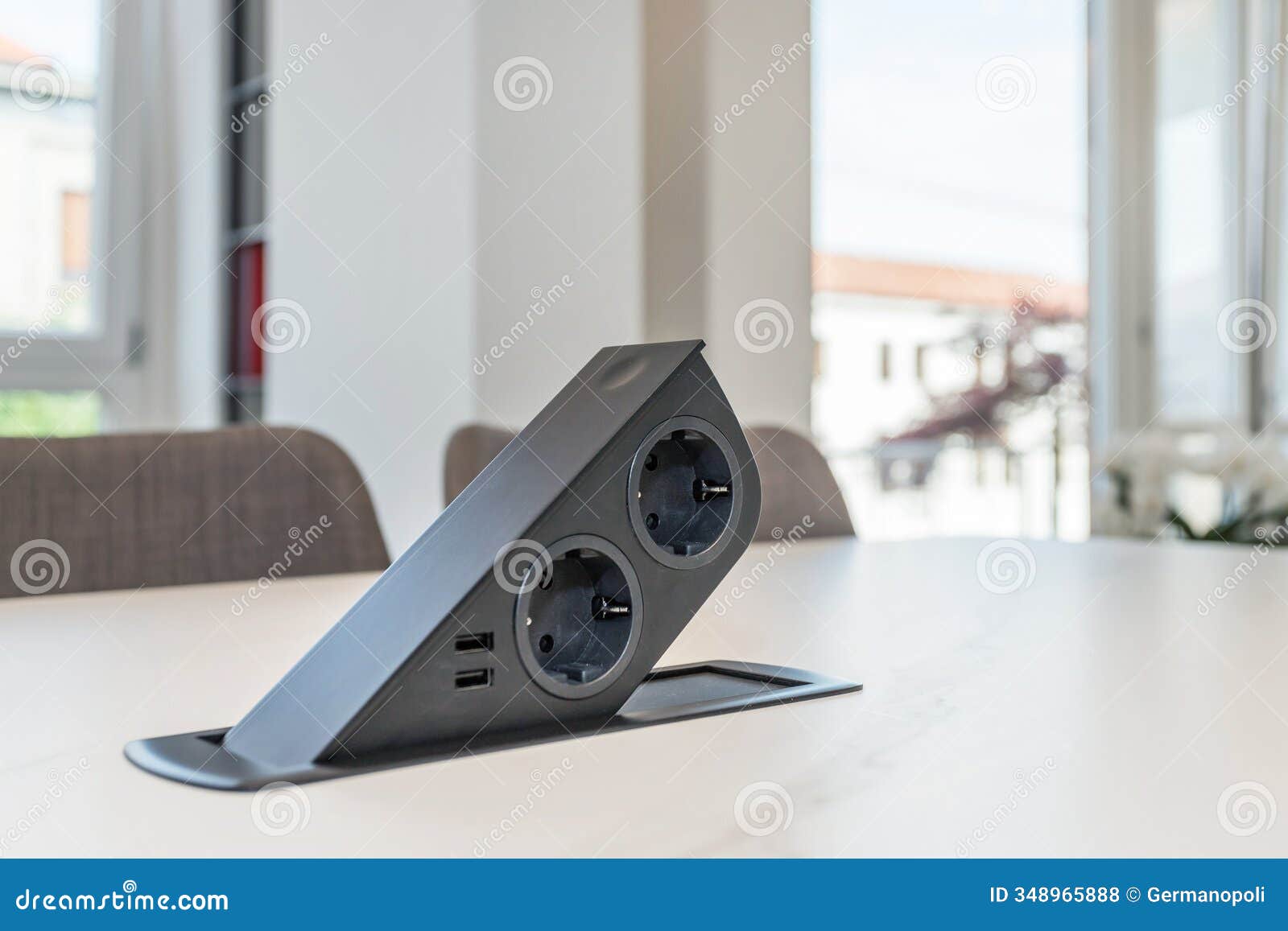 Table built-in socket stock photo. Image of connection - 348965888