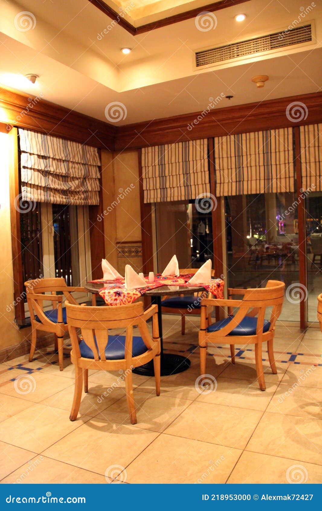 Table in Cafe for Family Dinner. Restaurant Table on Order Stock Photo ...