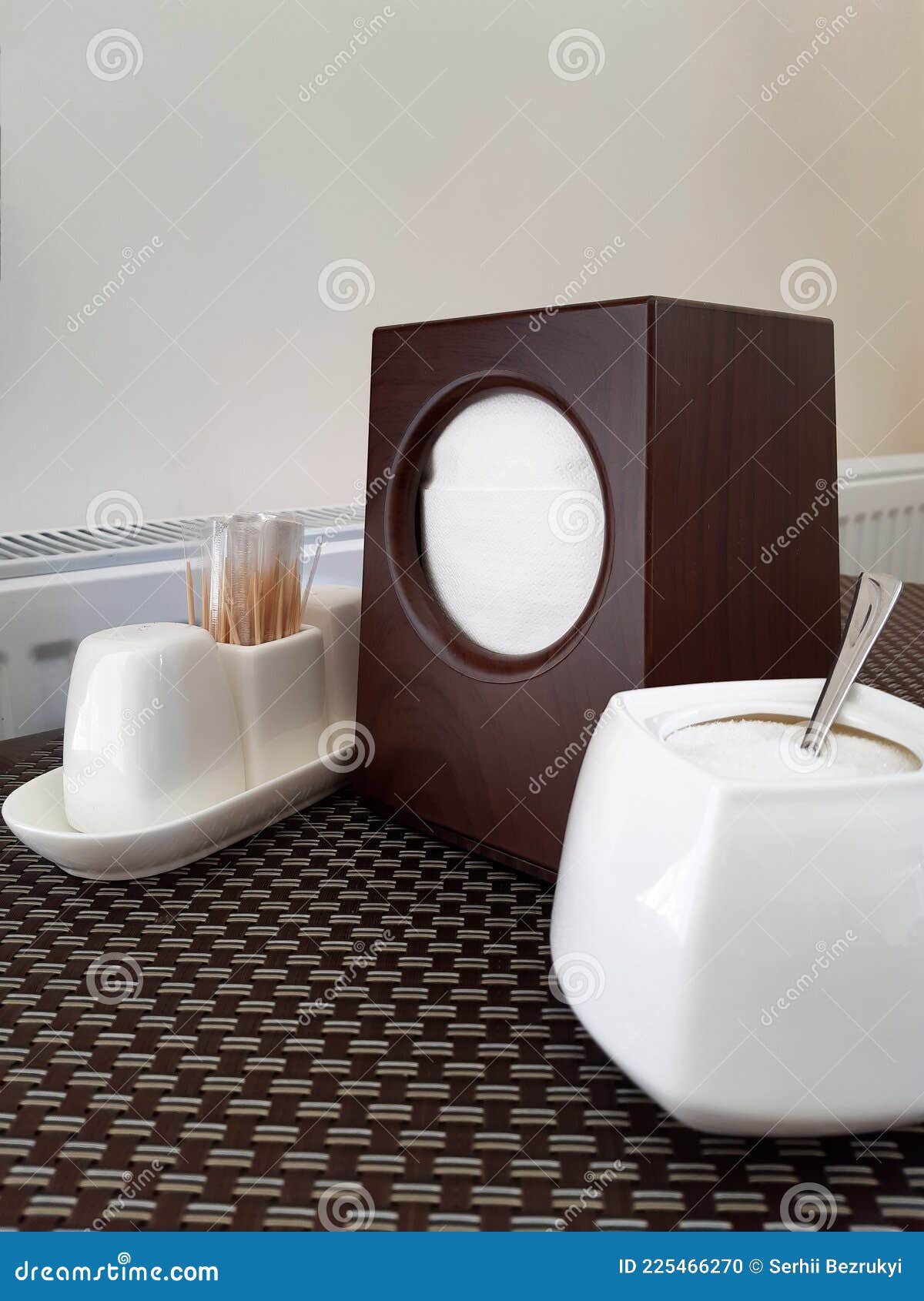 On the Table in a Cafe or Restaurant, Serving from Containers for Salt ...