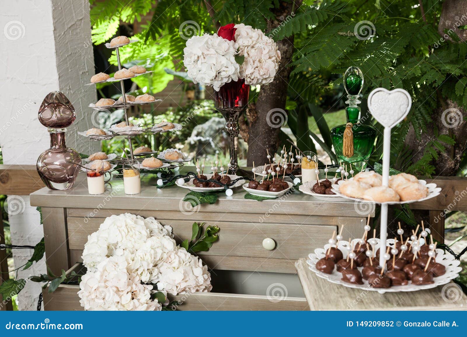 Table with Cake, Sweets and Desserts for the Reception of Weddings and ...