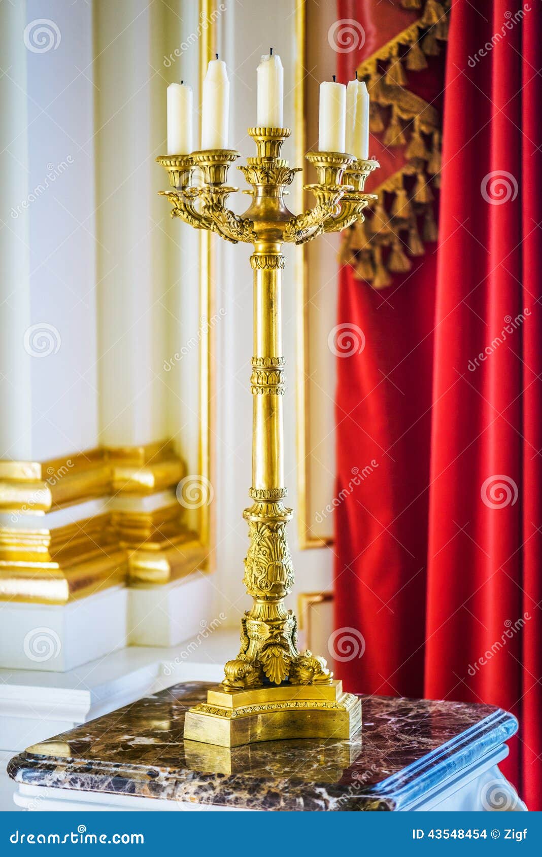 Table Candlestick with Five Candles Stock Photo - Image of gold ...