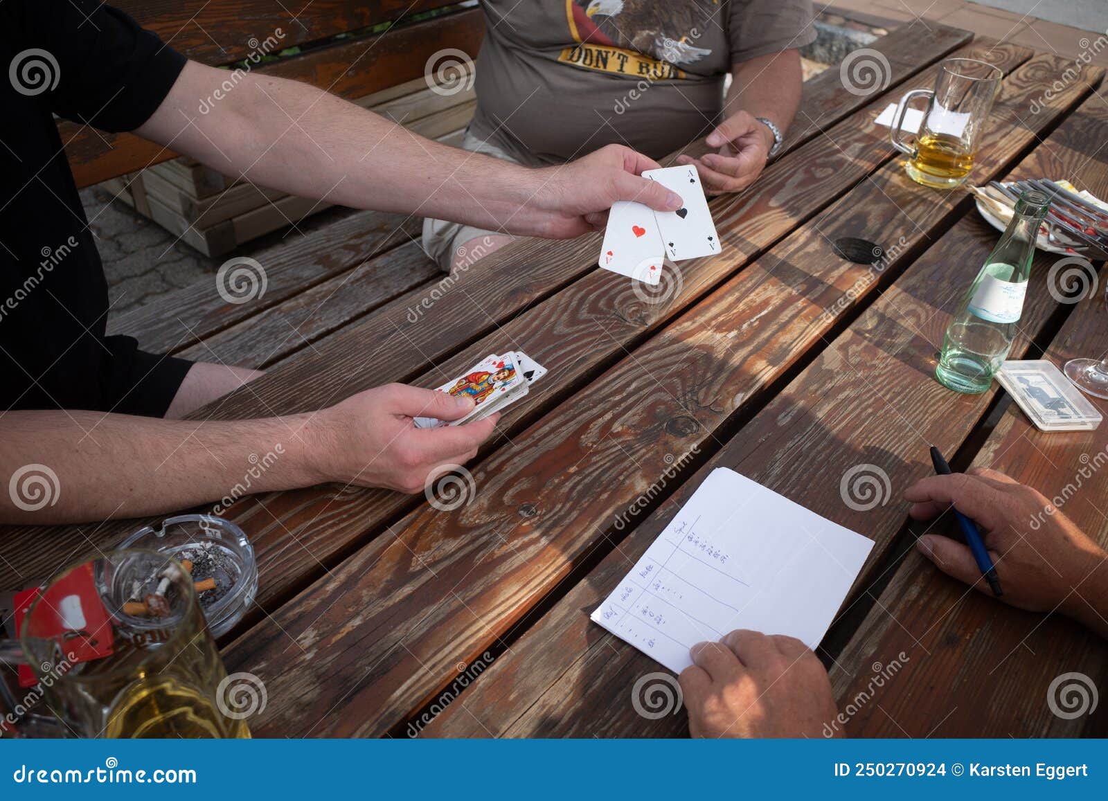 At the Table Cards are Played and the Points are Written Down Stock ...