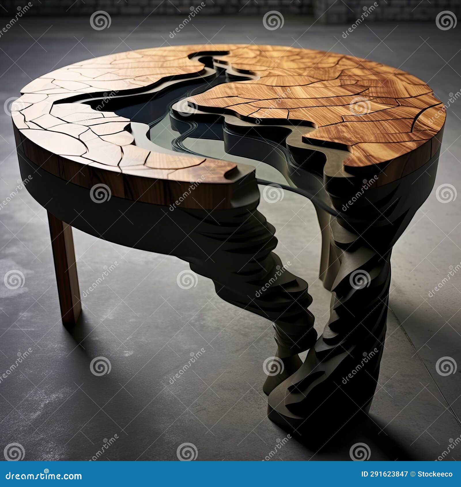 Surrealistic Round Coffee Table with Intricate Woodwork Stock ...
