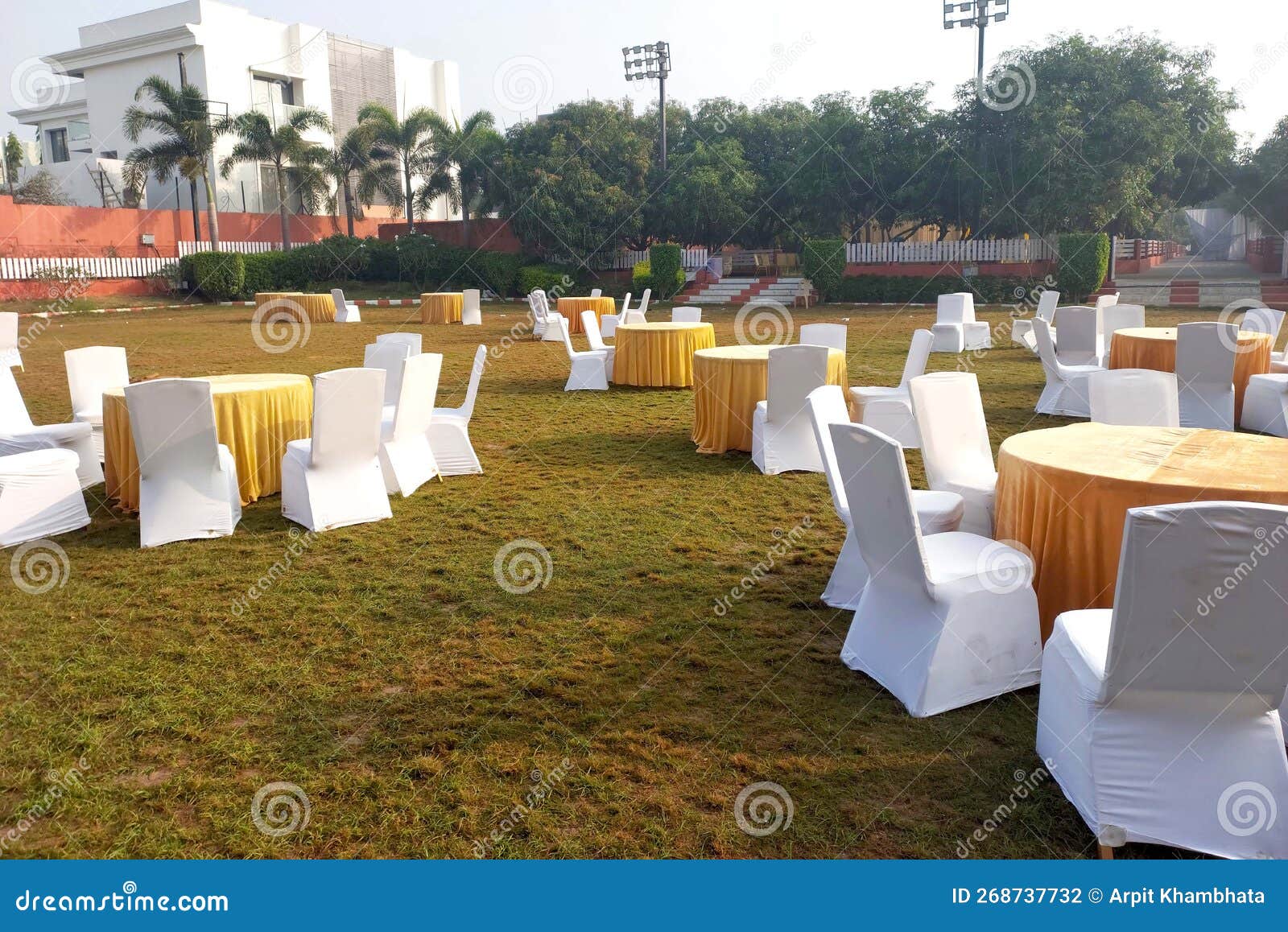 Table and Chair Arrangement in Open Space for Wedding Event Stock Photo ...