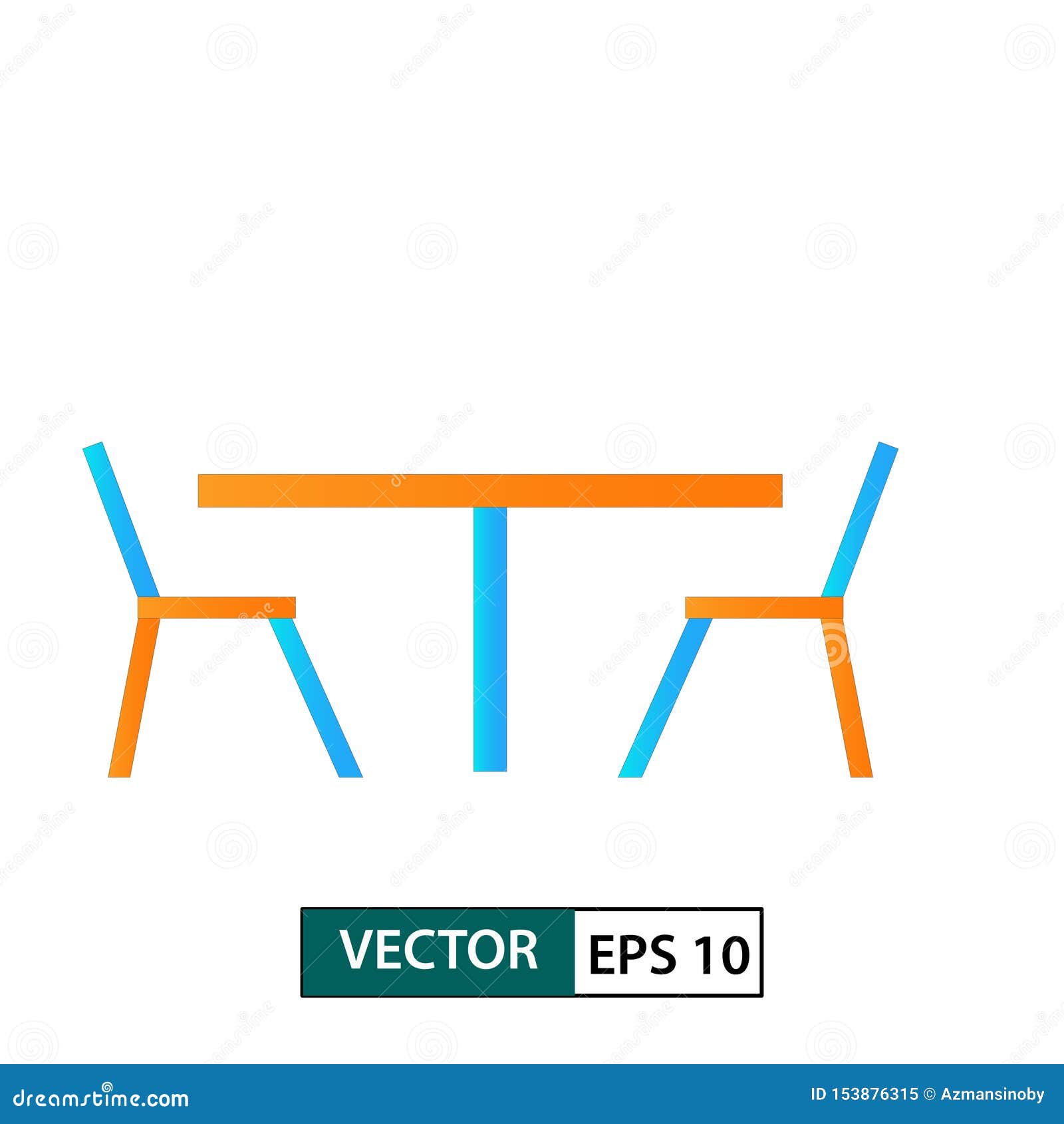 Table and Chair Icon Vector. Colour Style. Isolated on White. Vector ...