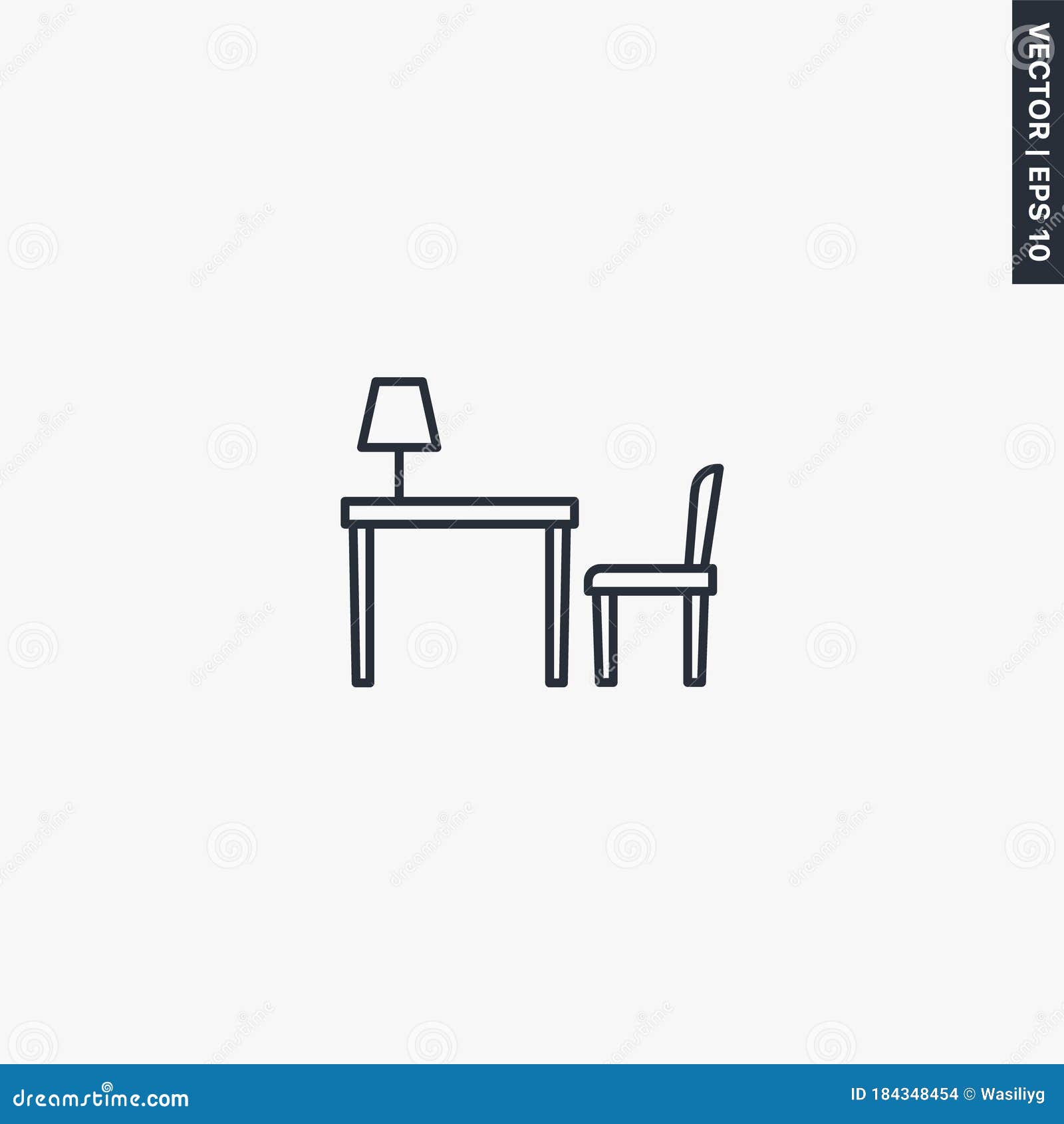 Table and Chair, Linear Style Sign for Mobile Concept and Web Design ...