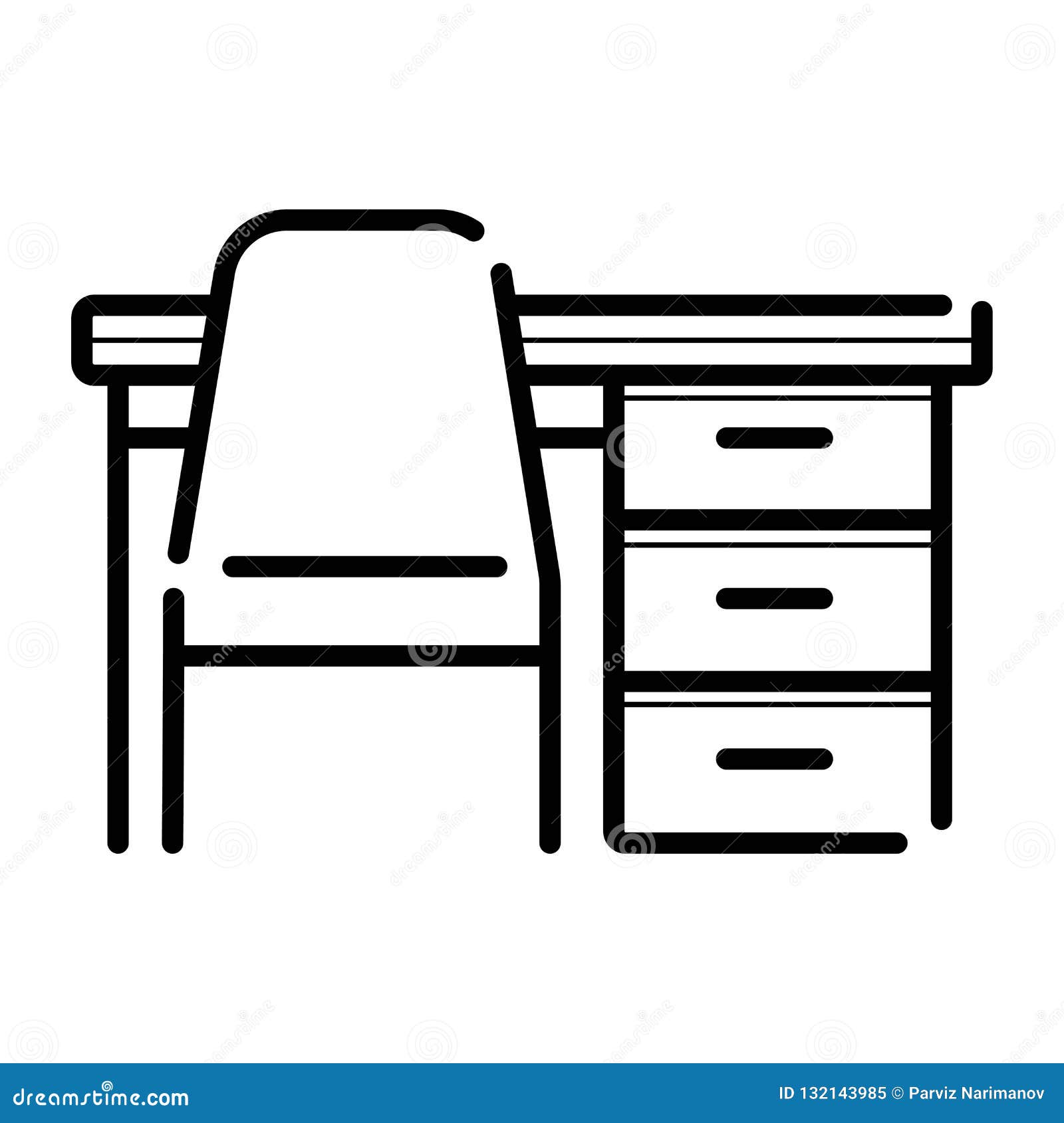 Table and Chair, Office Icon Stock Illustration - Illustration of ...