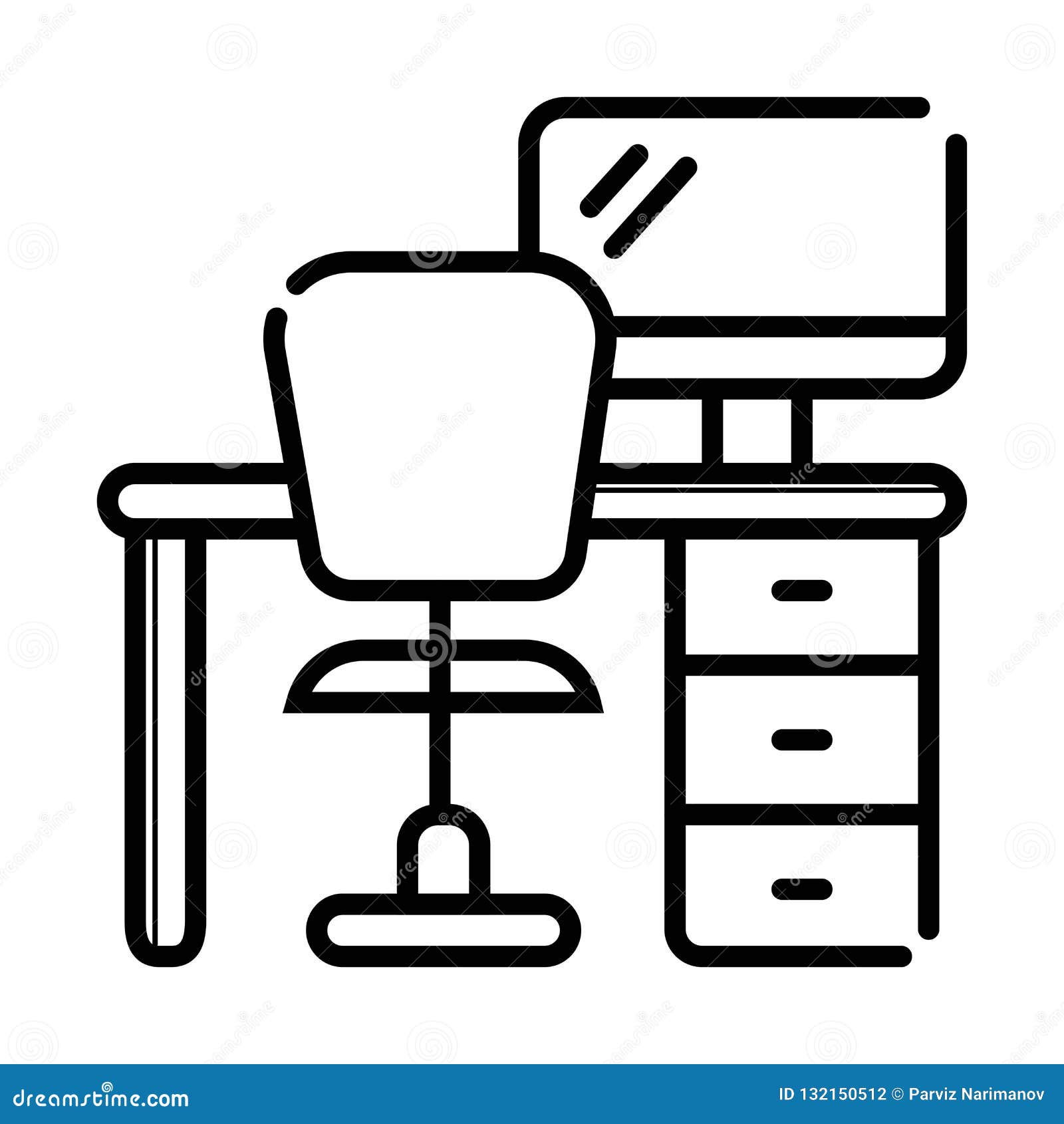 Table and Chair, Office Icon Stock Illustration - Illustration of ...