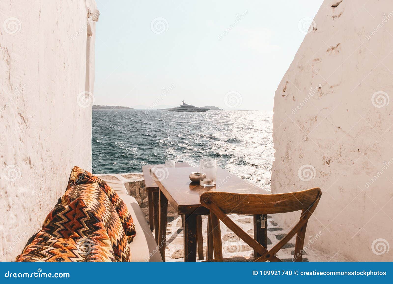 Table With Chair Beside The Sea Picture. Image: 109921740