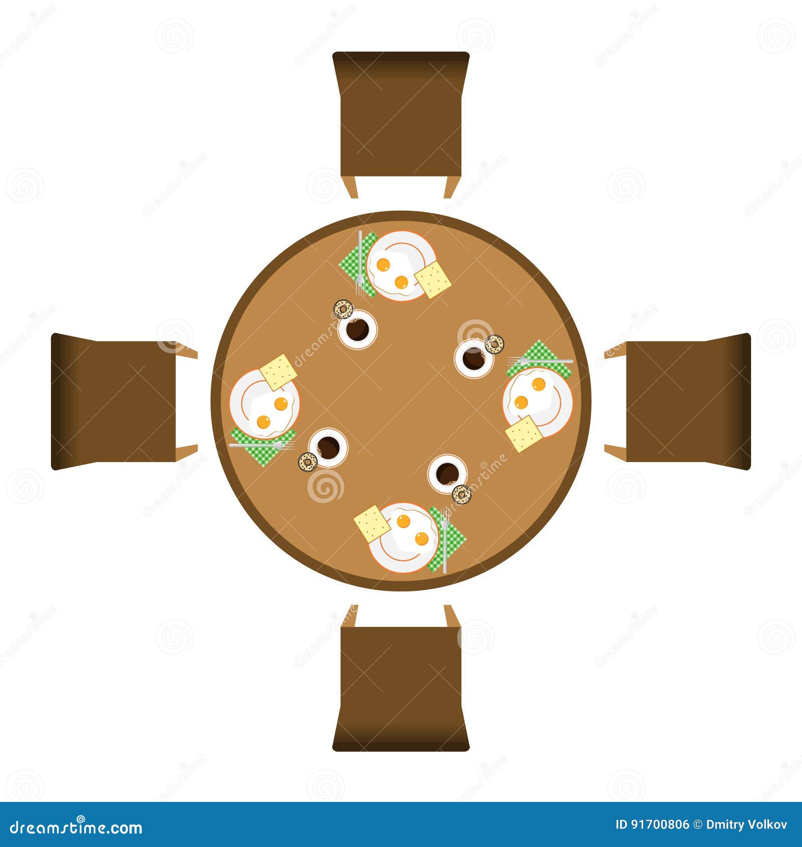 A Table with Chairs from Above, Breakfast Stock Illustration ...