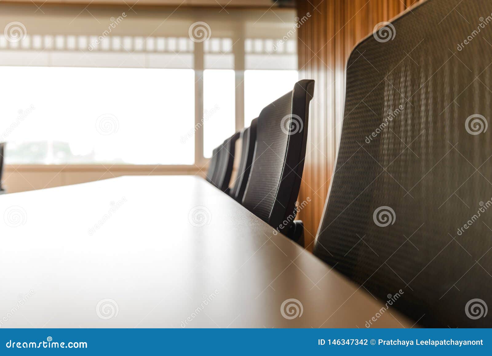 Table and Chairs in Empty Business Conference Room Interior Stock Photo ...