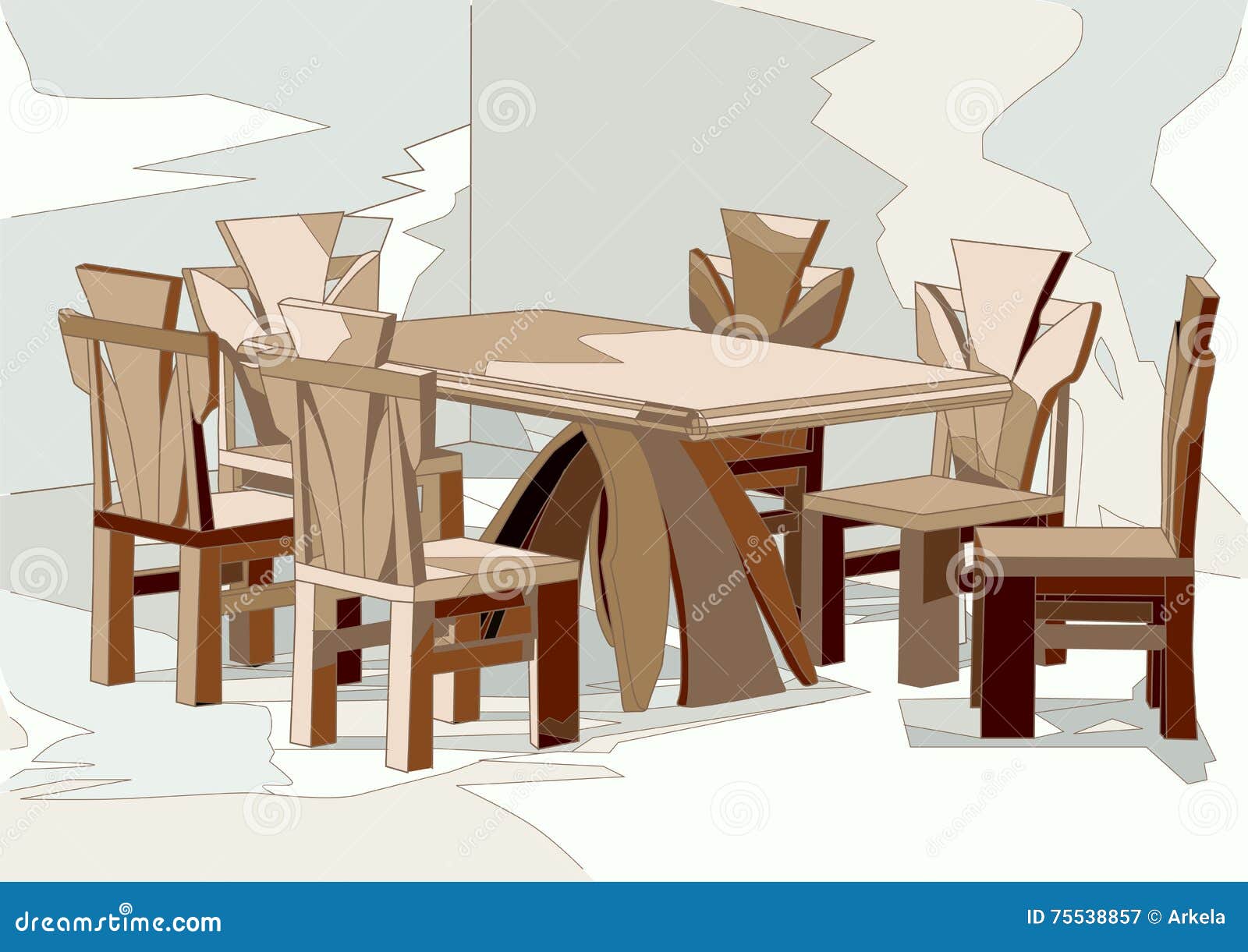 Table and chairs stock vector. Illustration of wood, wooden - 75538857