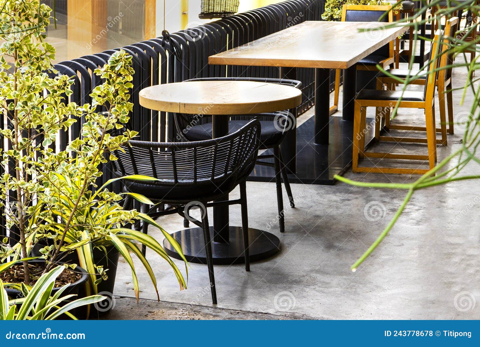 Table and Chairs in Front of the Restaurant; Stock Photo - Image of ...