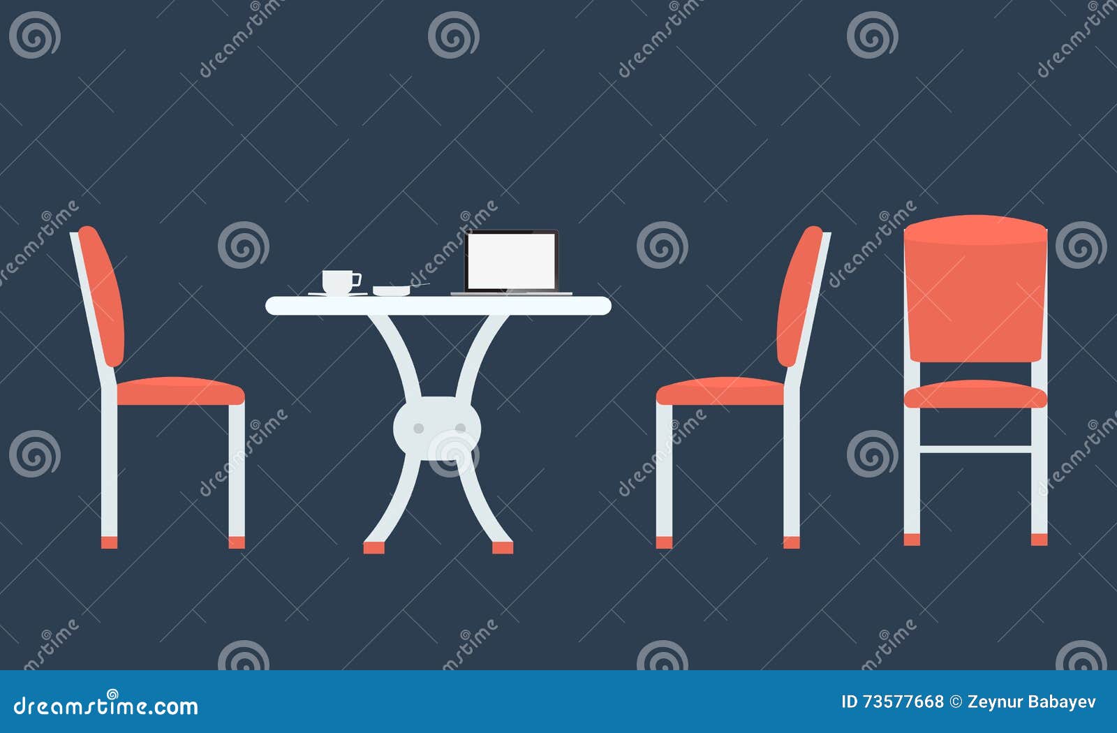 Table Chairs with Front and Side View. Stock Vector - Illustration of ...