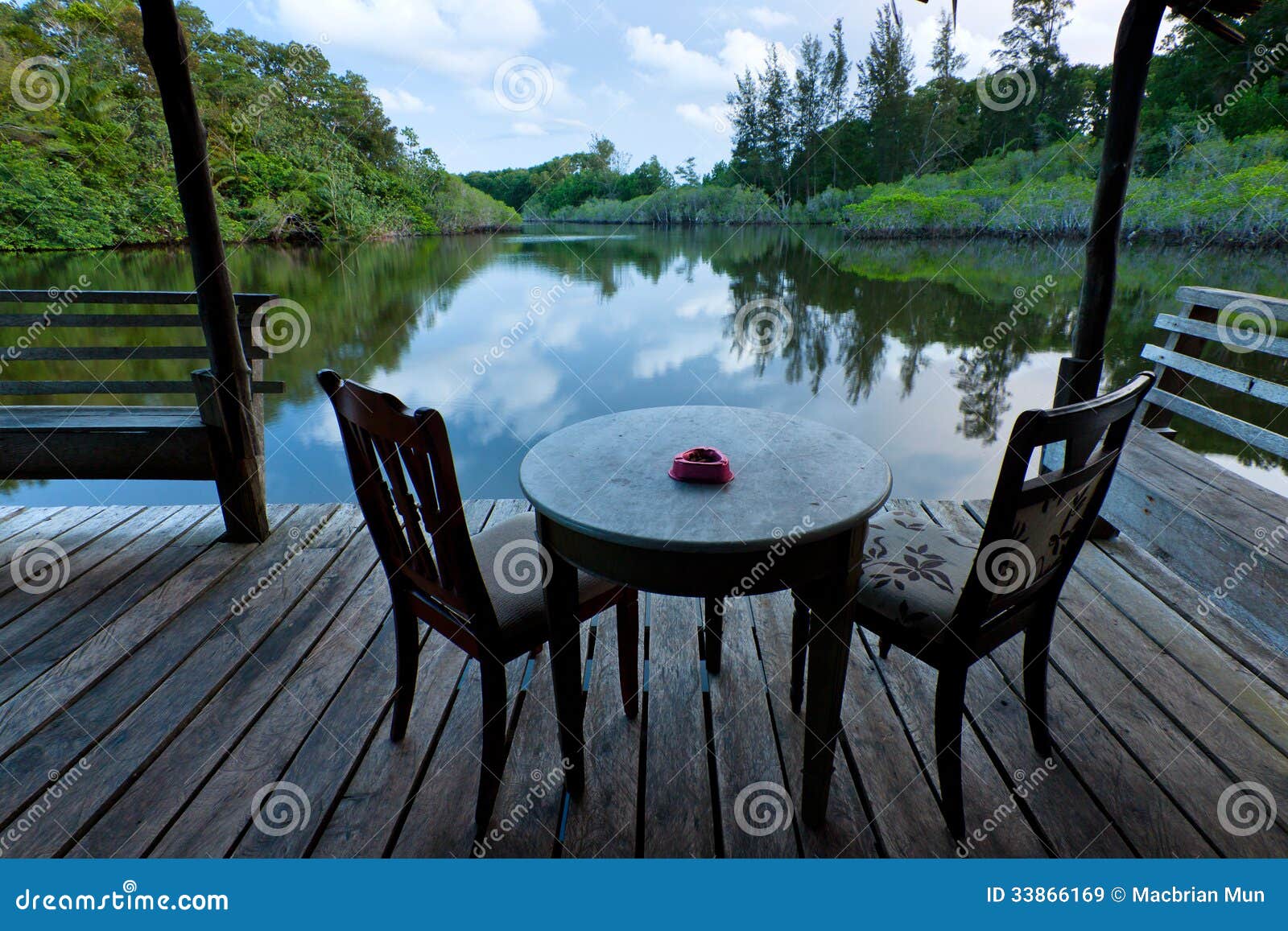 Table and Chairs with Lake View Stock Image - Image of blue, asia: 33866169