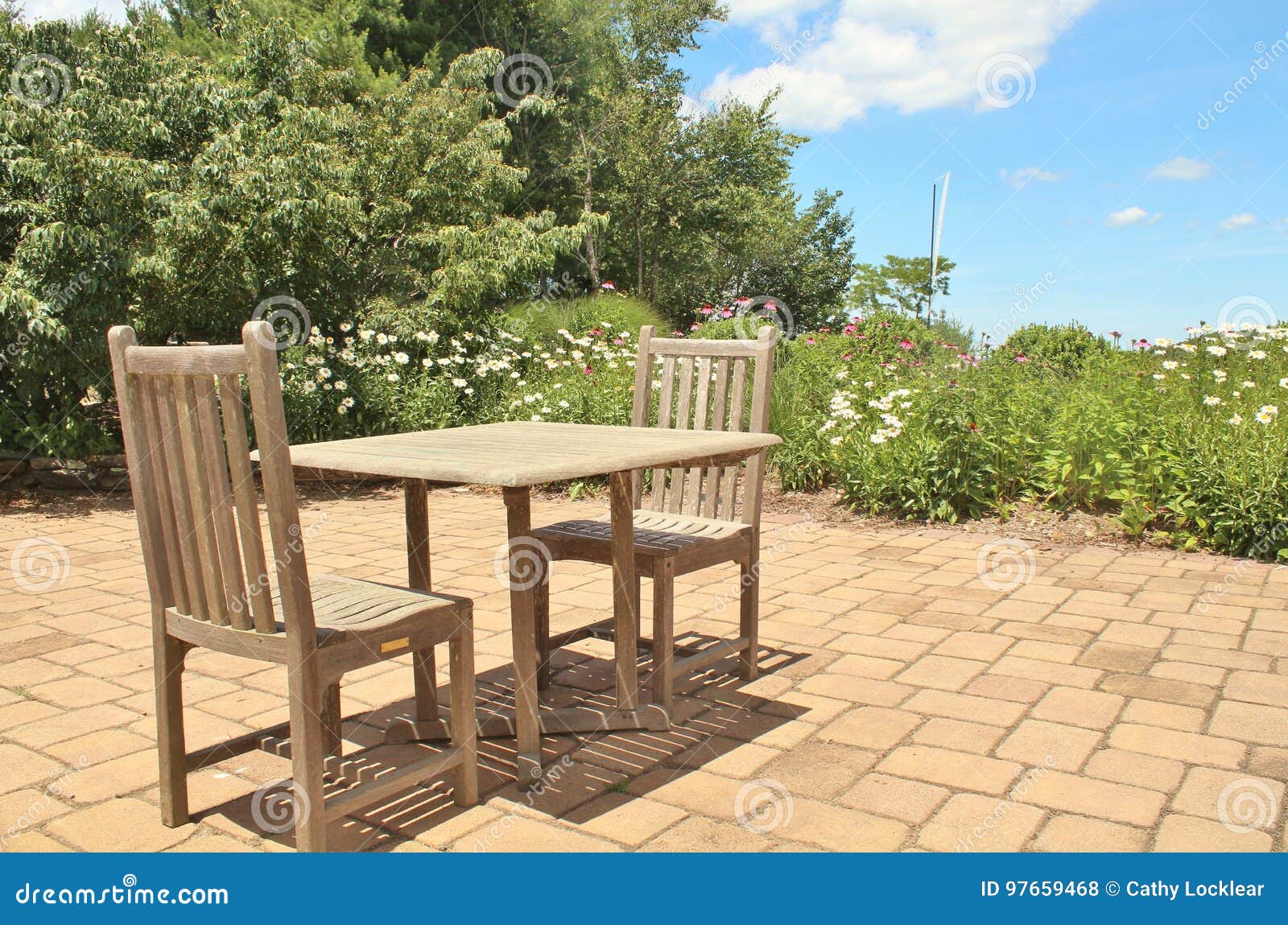 Table and Chairs Overlooking the Mountains Stock Photo - Image of ...